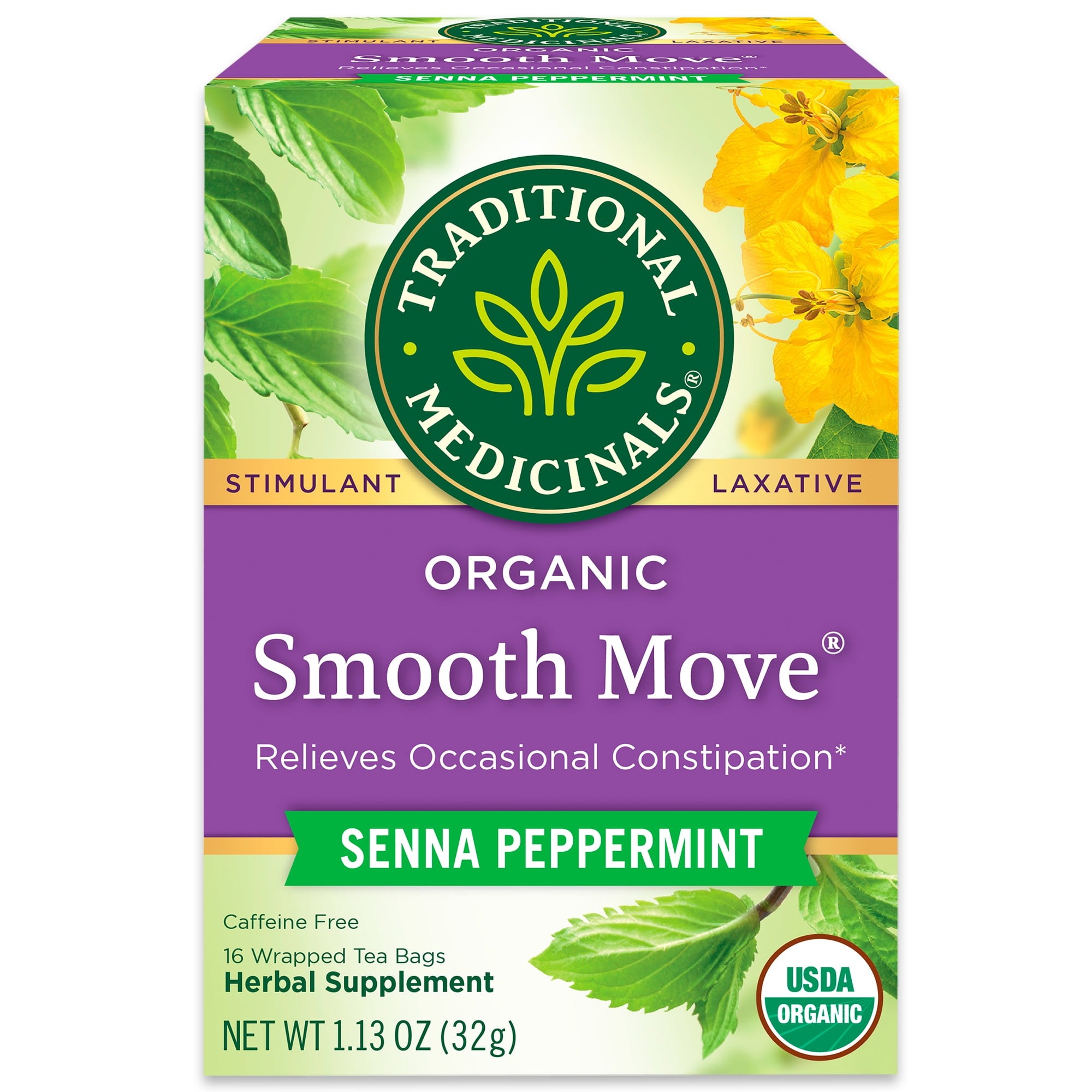 Traditional Medicinals, Organic Smooth Move Tea Bags, Peppermint, 16 ...