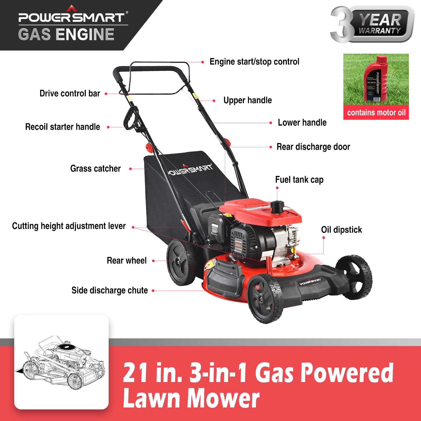 Mejores ofertas e historial de precios de Power Smart 21-inch 3-in-1 ...