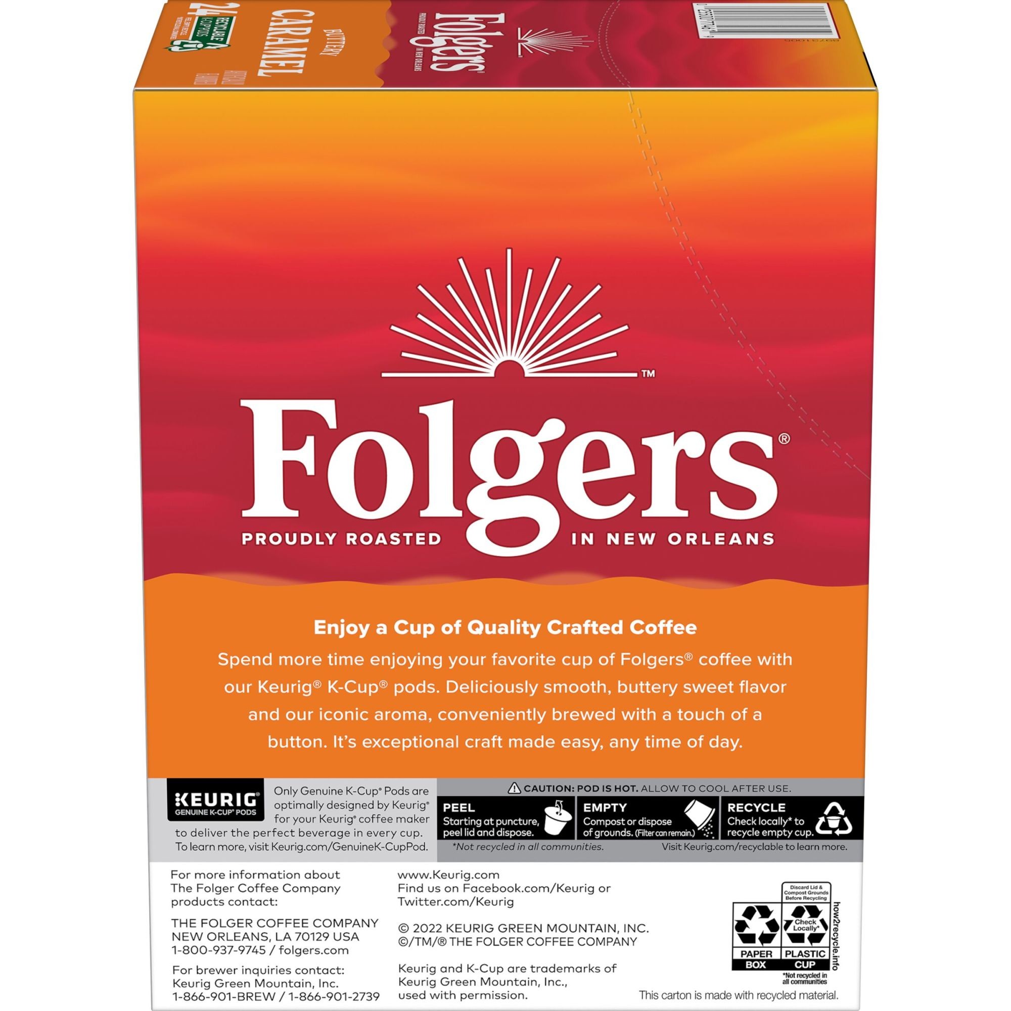 Folgers Buttery Caramel Artificially Flavored Coffee, 24 K-Cup Pods ...
