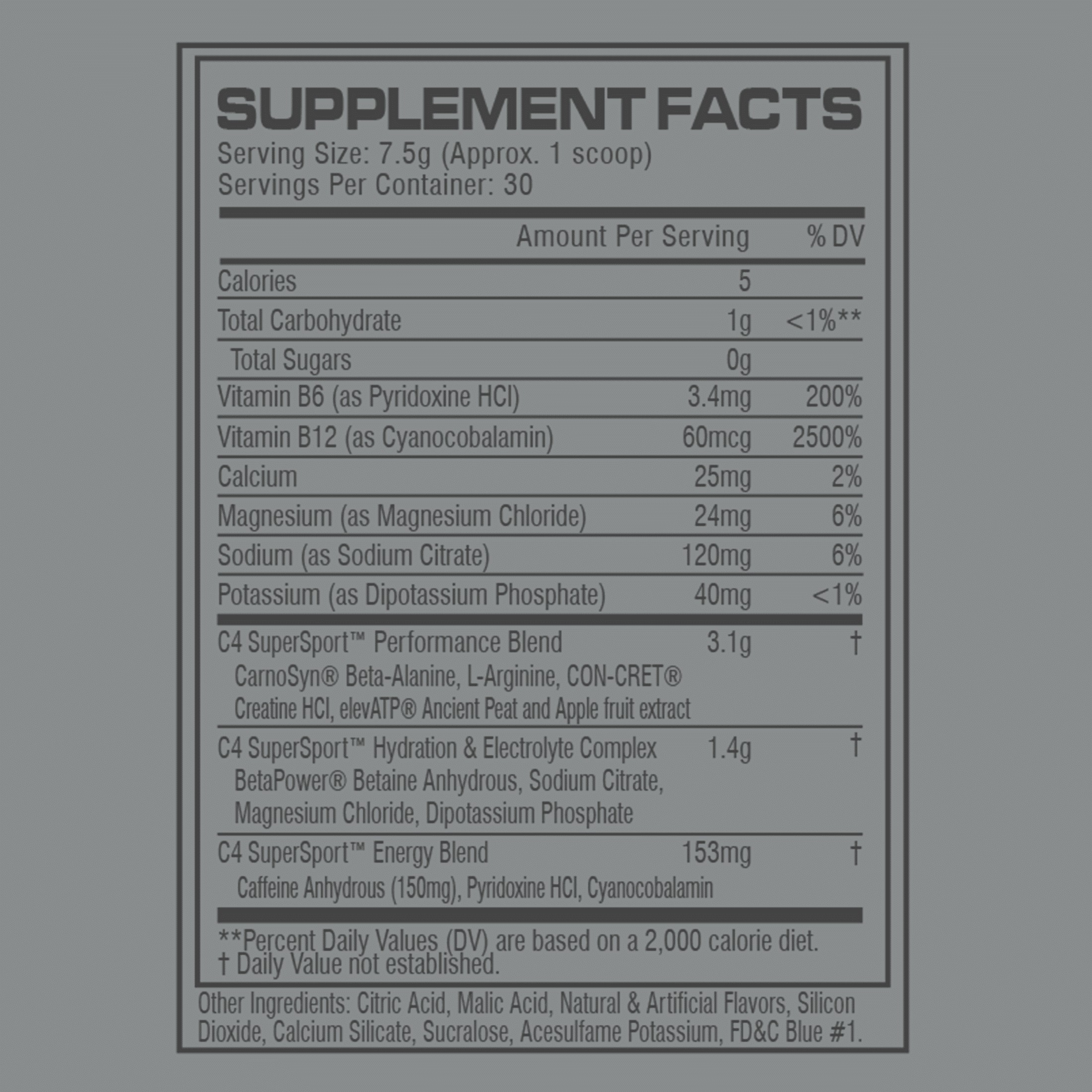 Cellucor C4 Super Sport Pre-Workout, Blue Raspberry, Energy, Strength ...