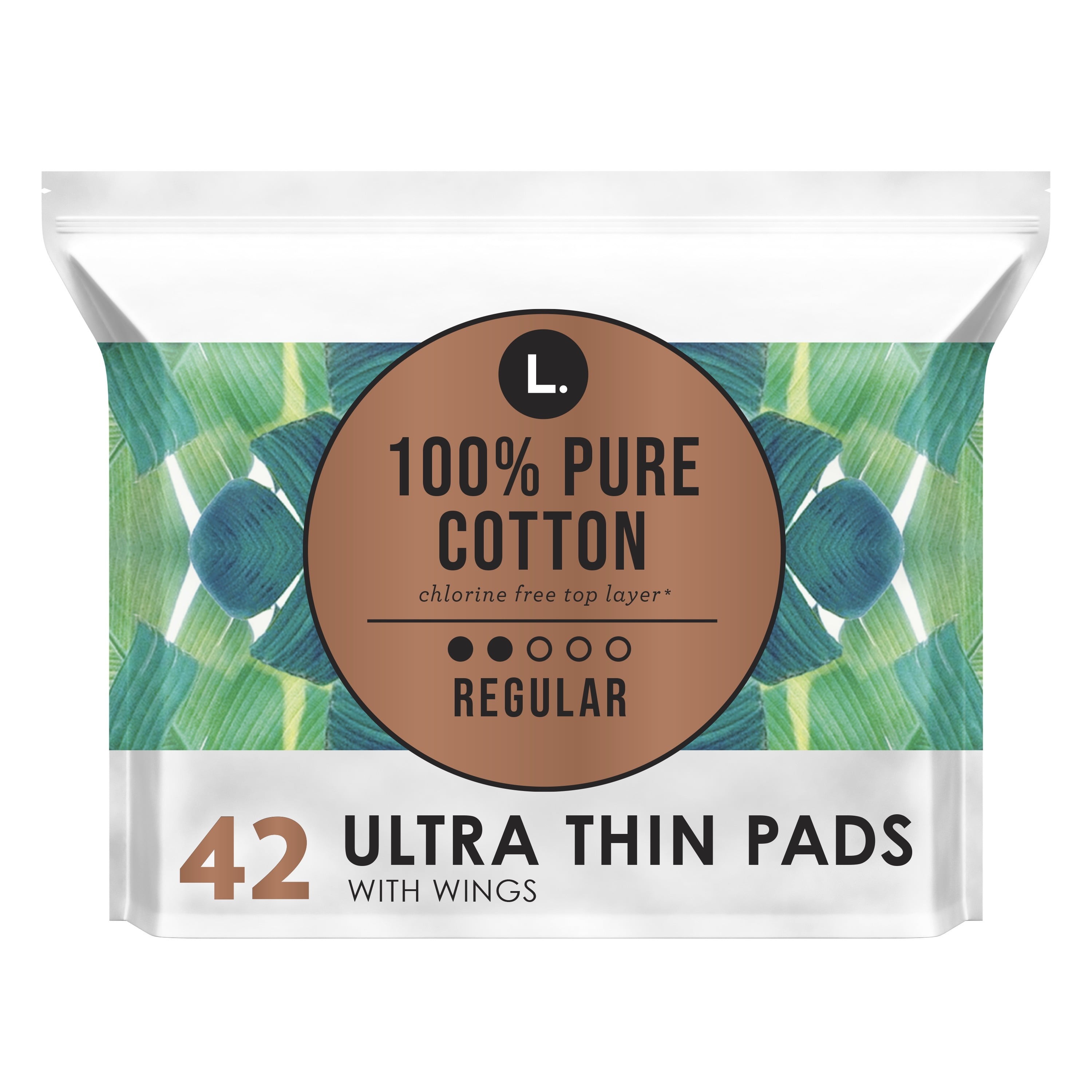 L. Ultra Thin Pads, Regular Absorbency, 42 Ct, 100% Pure Cotton Top ...