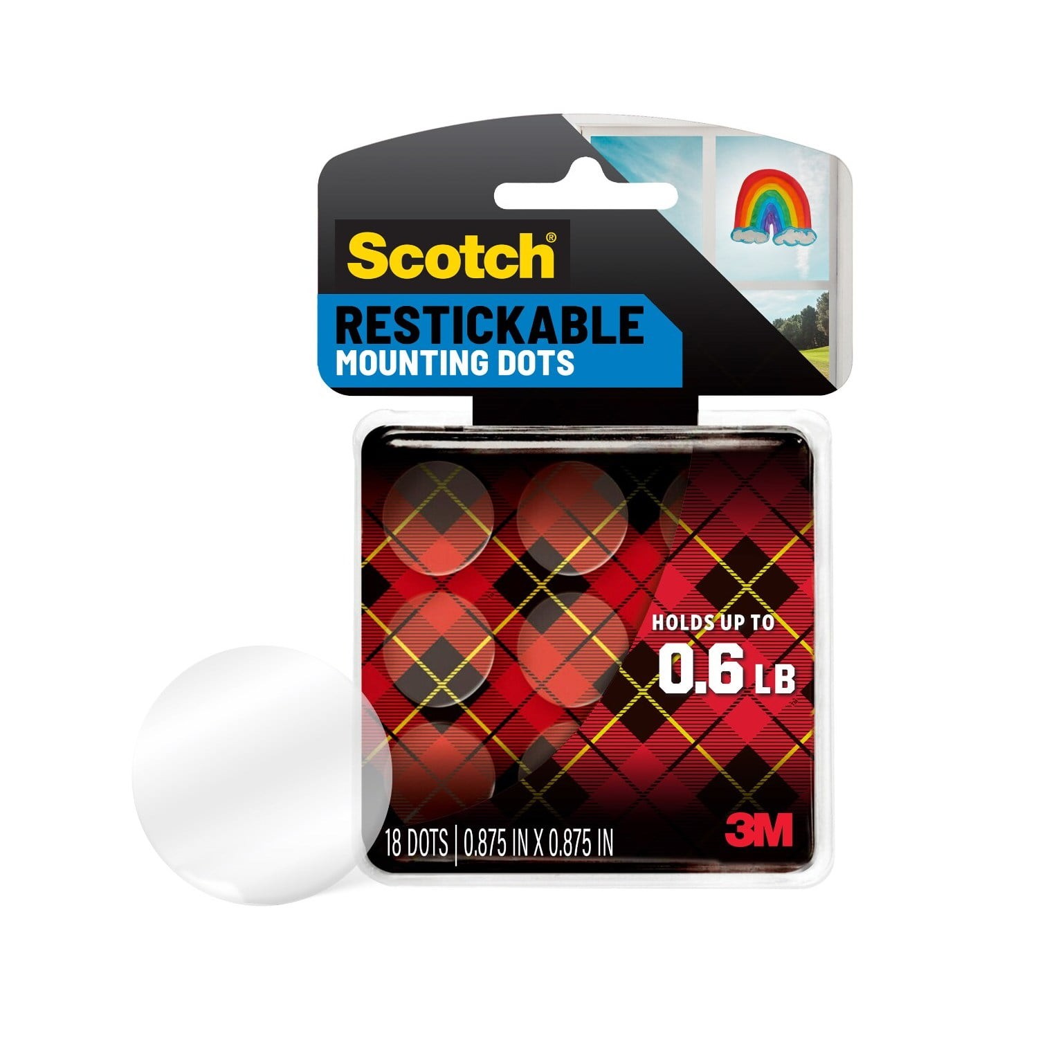 Scotch Restickable Clear Dots, 7/8" Size Adhesive Dots, 18 Pack Deals ...