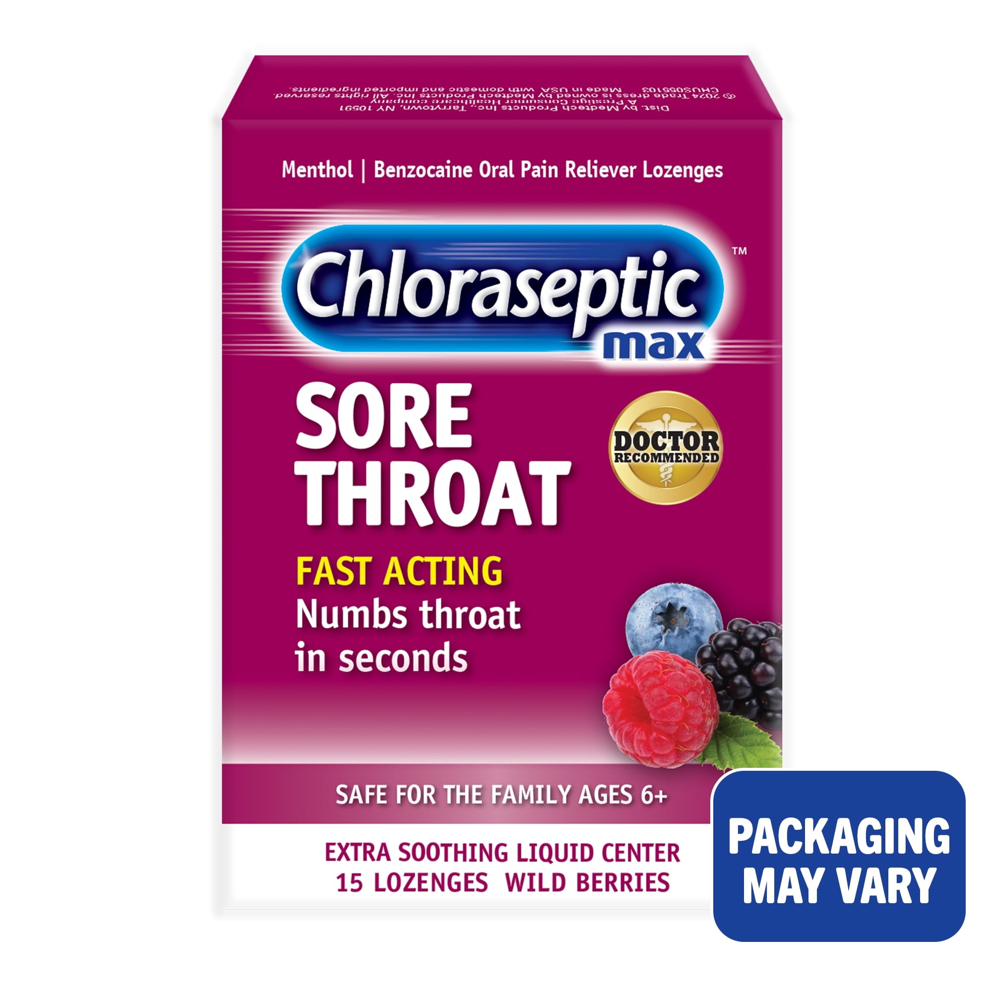 Chloraseptic Max Strength Sore Throat Lozenges, Wild Berries Flavor ...