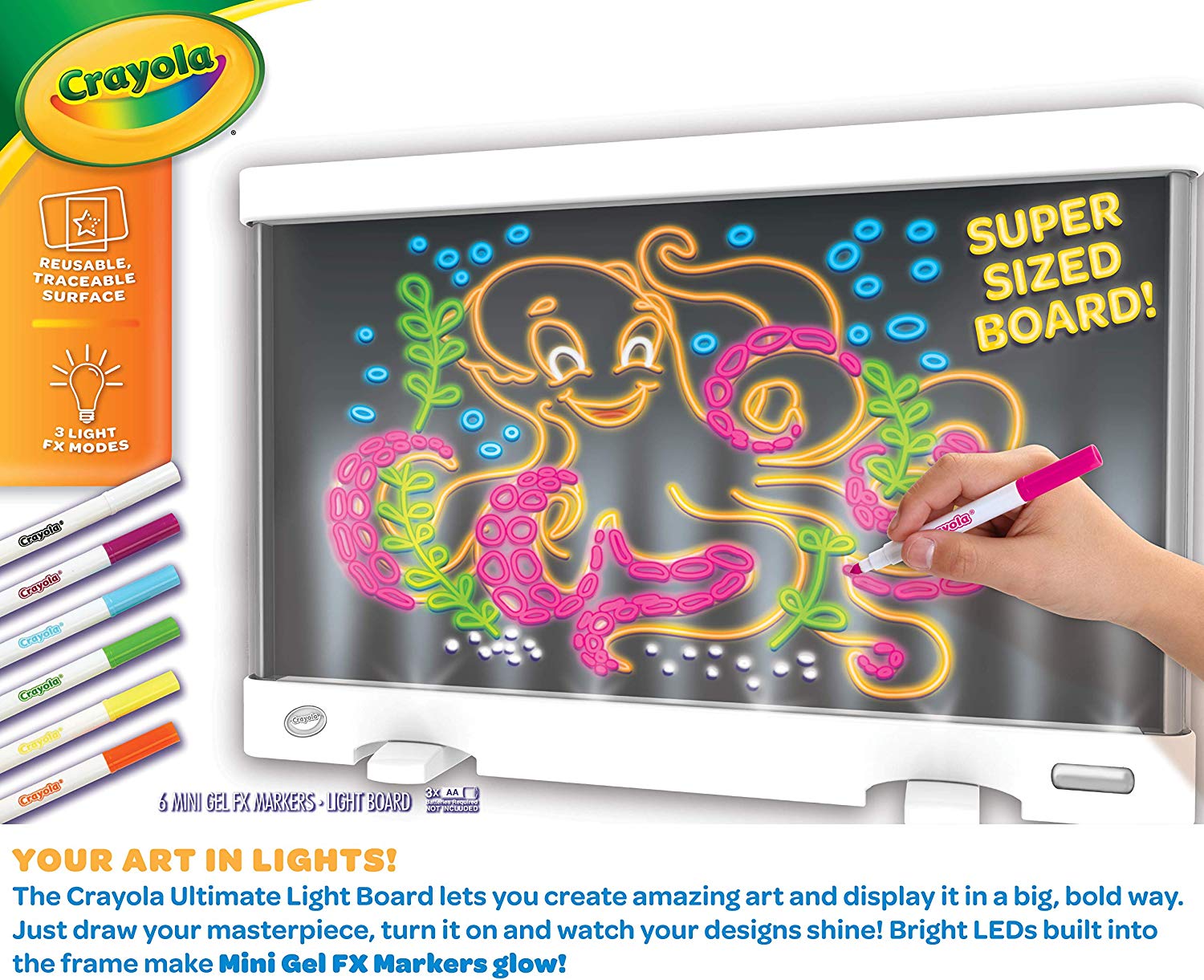 Crayola Ultimate Light Board Drawing Tablet Coloring Set, Light Up Toy ...