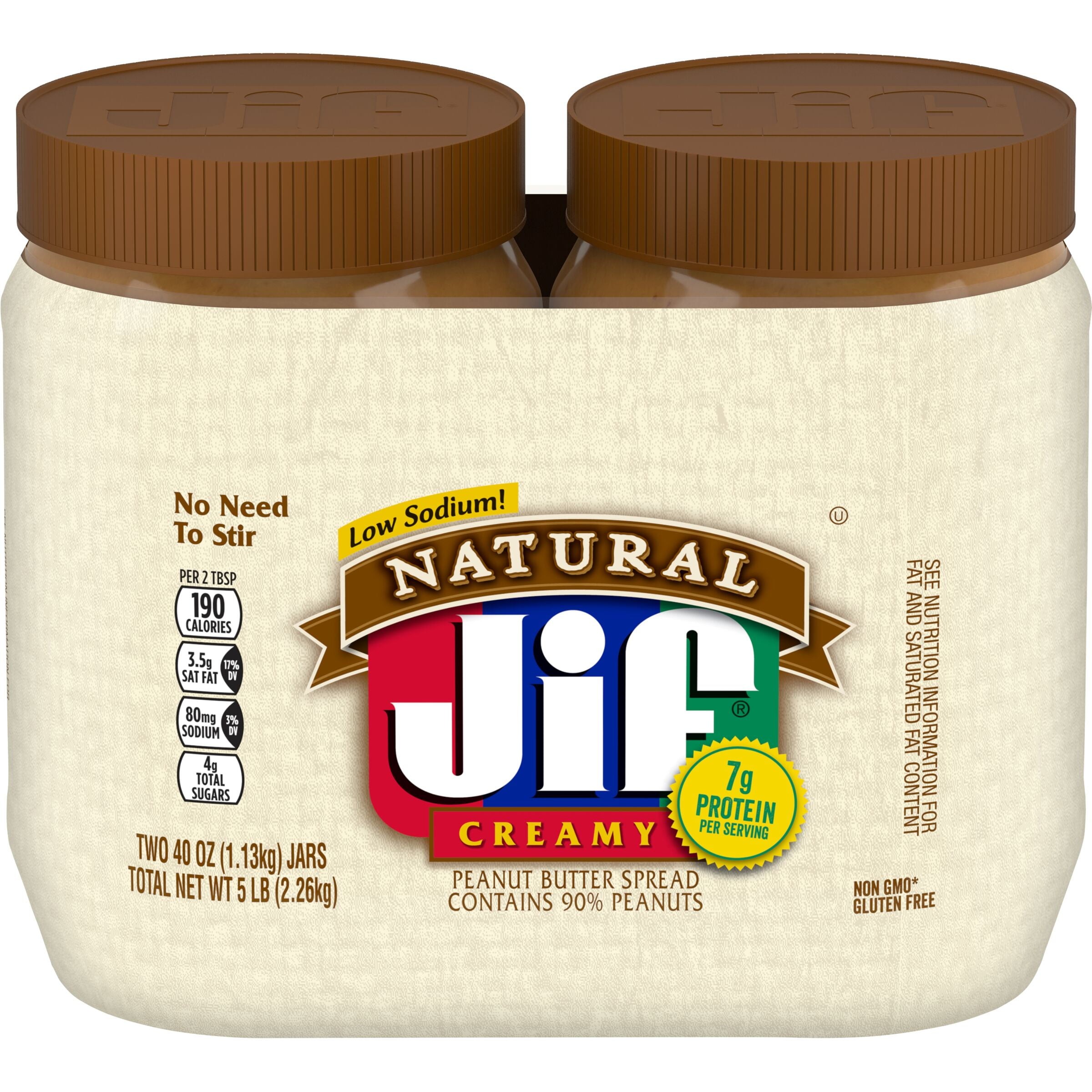 Jif Natural Creamy Peanut Butter Spread Twin Pack, 80-Ounce Deals and ...