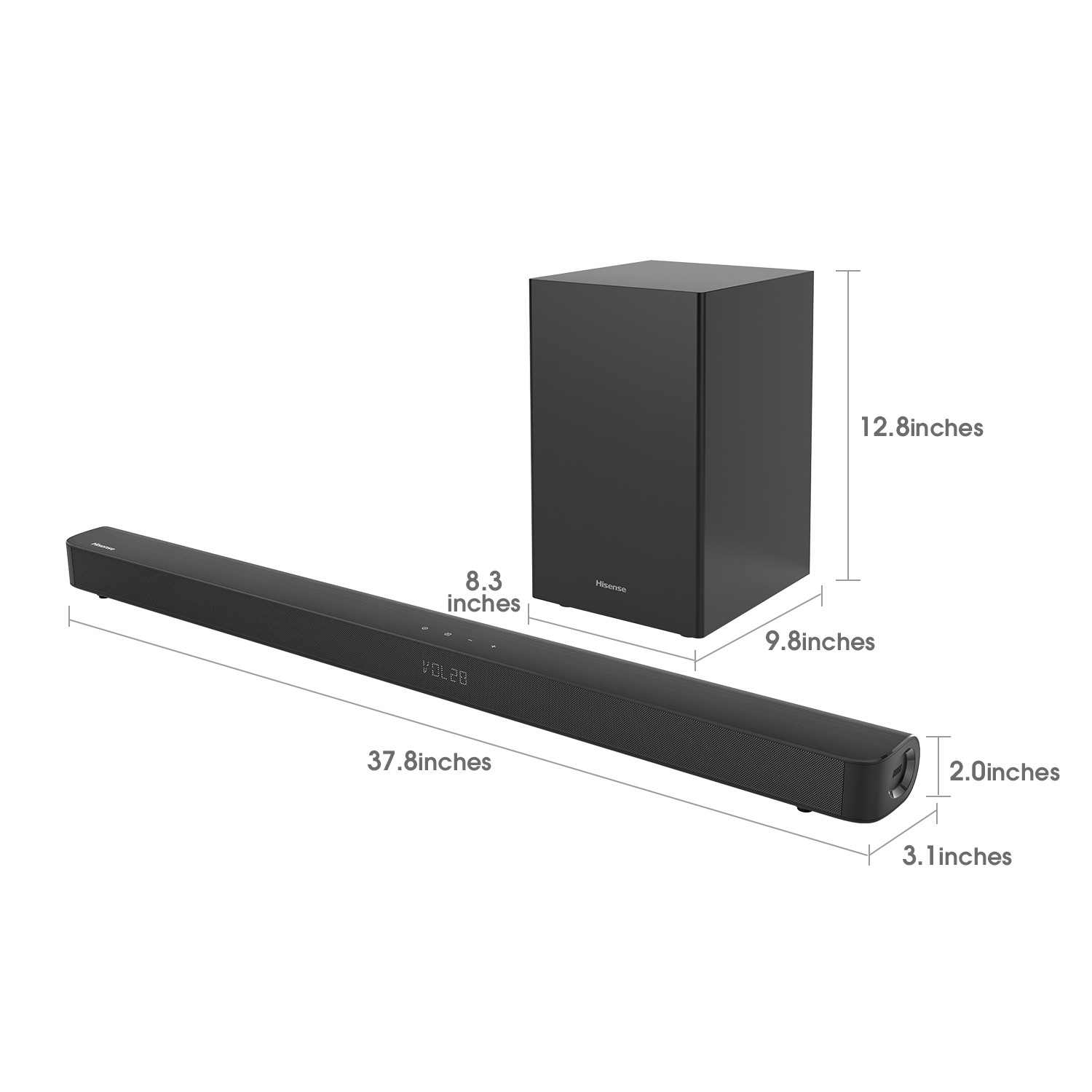 Hisense HS212F 2.1 Channel Sound Bar with Wireless Subwoofer, 120W ...