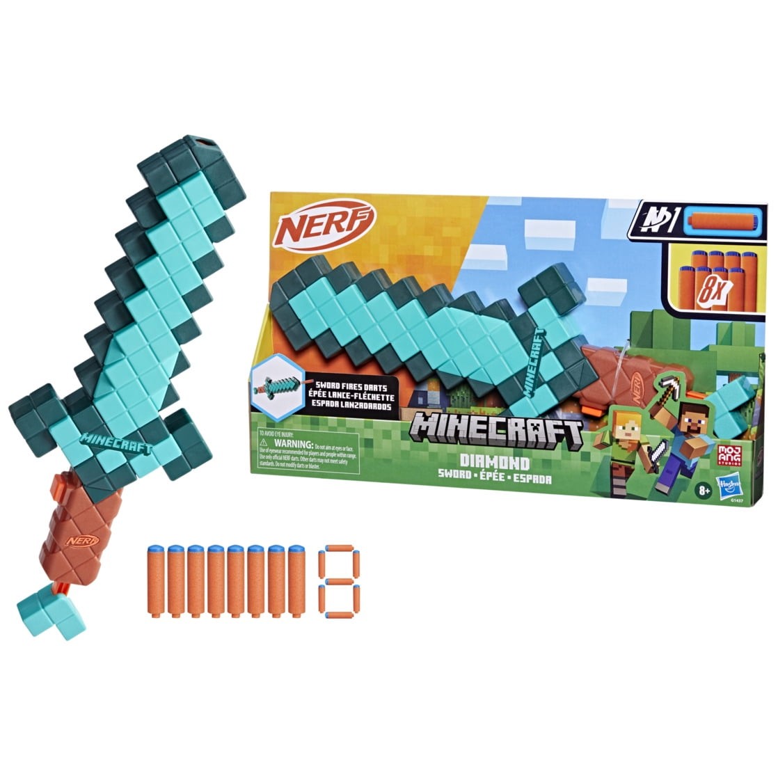 Nerf Minecraft Sword Dart Blaster, 8 Nerf N1 Darts, Ages 8+ Deals and ...