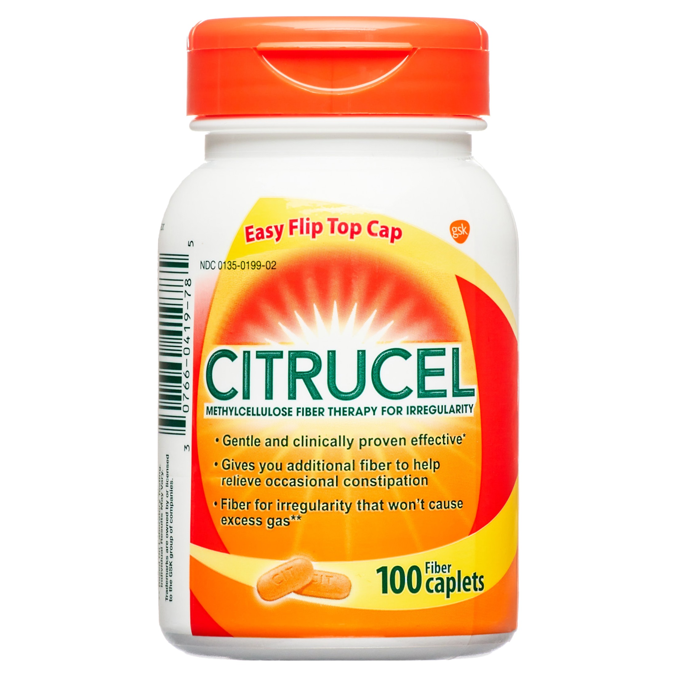 Citrucel Caplets Fiber Therapy for Occasional Constipation Relief, 100 ...