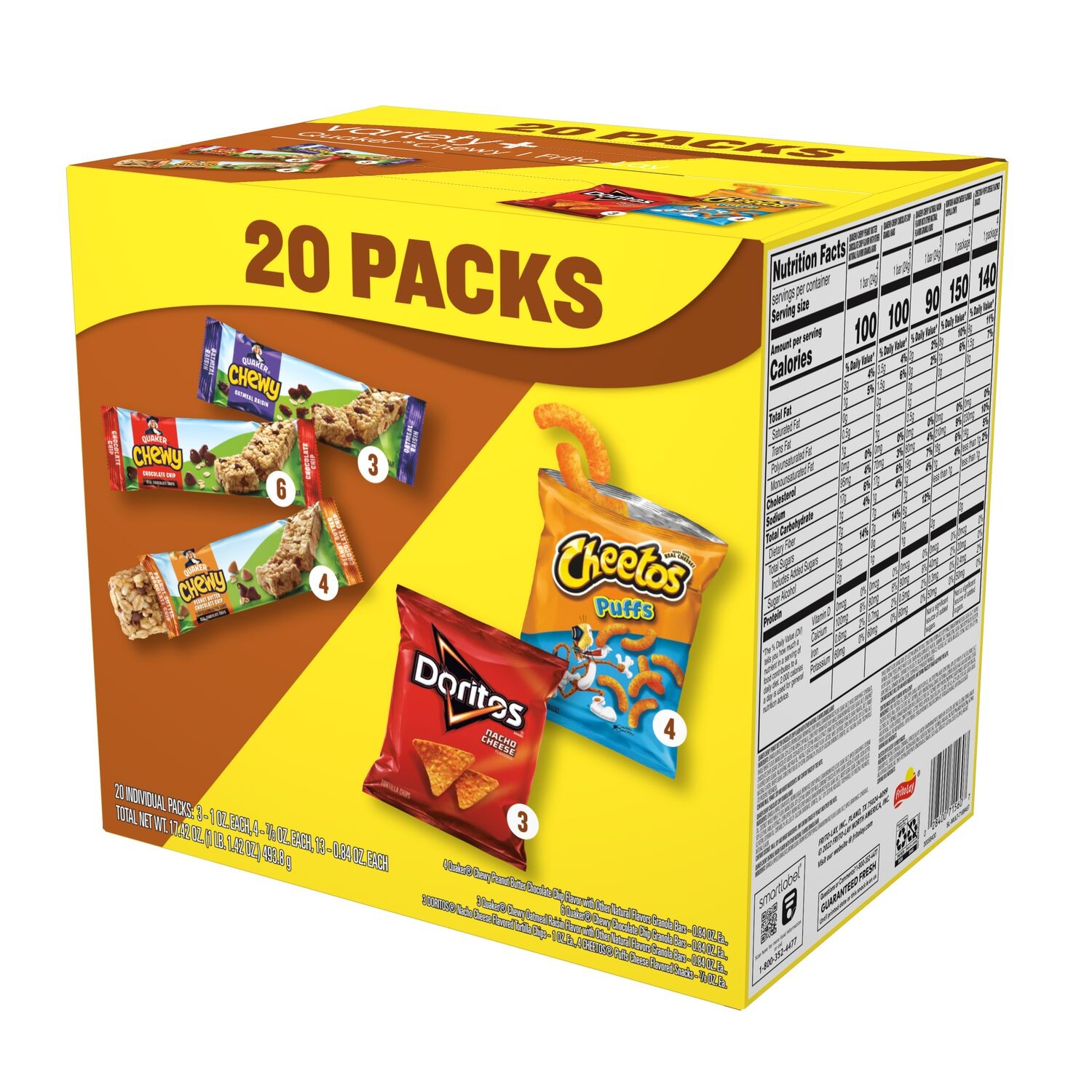 Frito-Lay Quaker Chewy & Frito Mix Variety Pack, 17.42 oz, 20 Count ...
