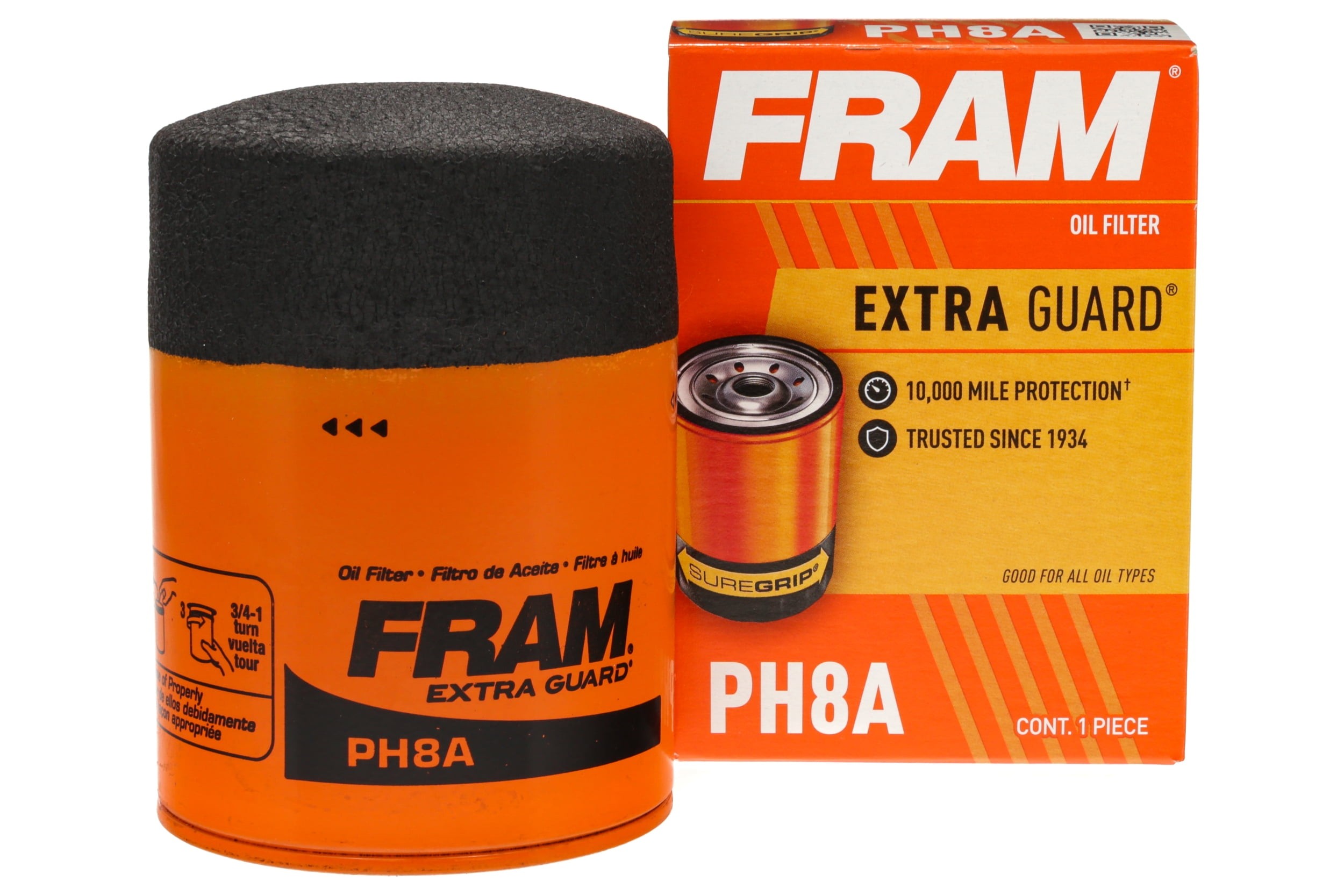 FRAM Extra Guard Oil Filter, PH8A, 10K Miles, Replacement Oil Filter ...