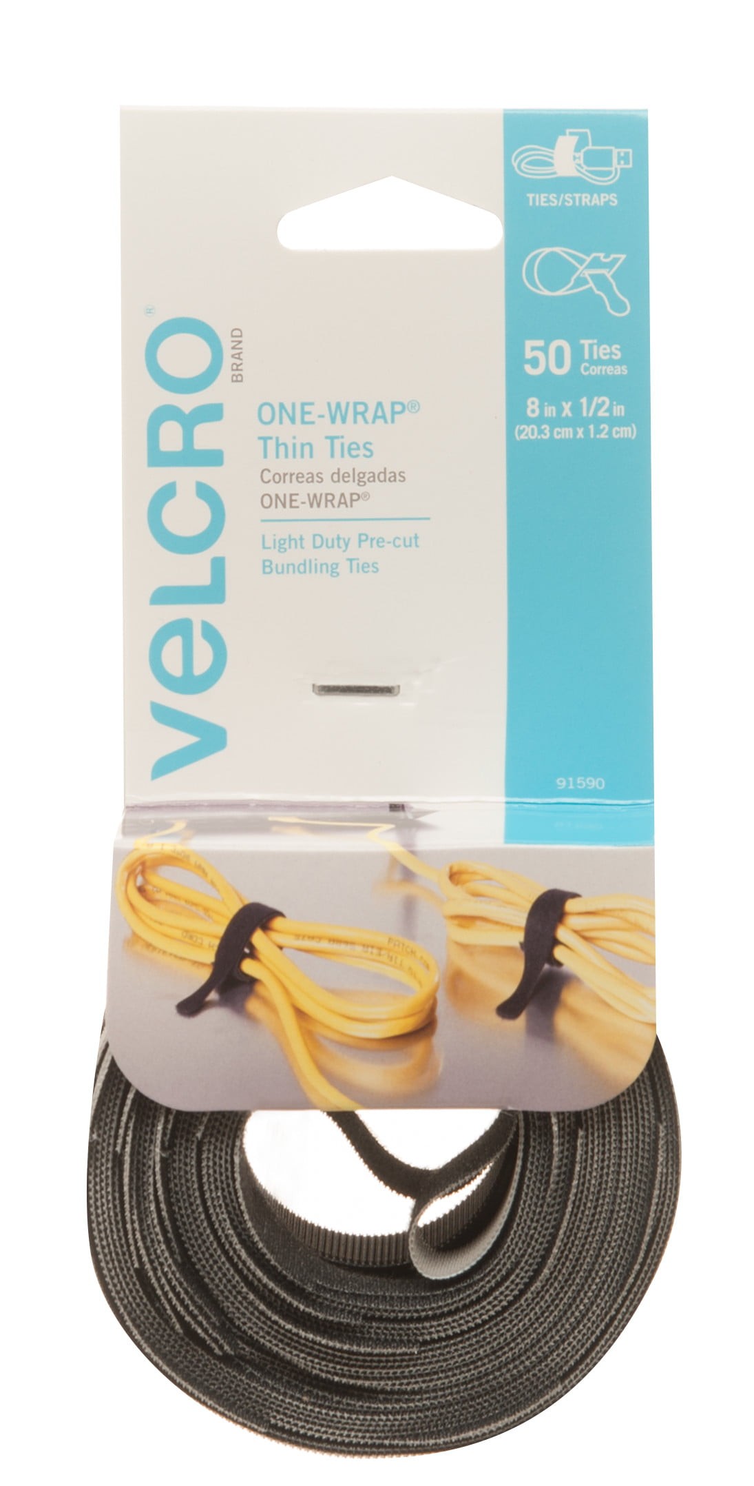 VELCRO Brand ONE-WRAP Cable Ties | Black Cord Organization Straps ...