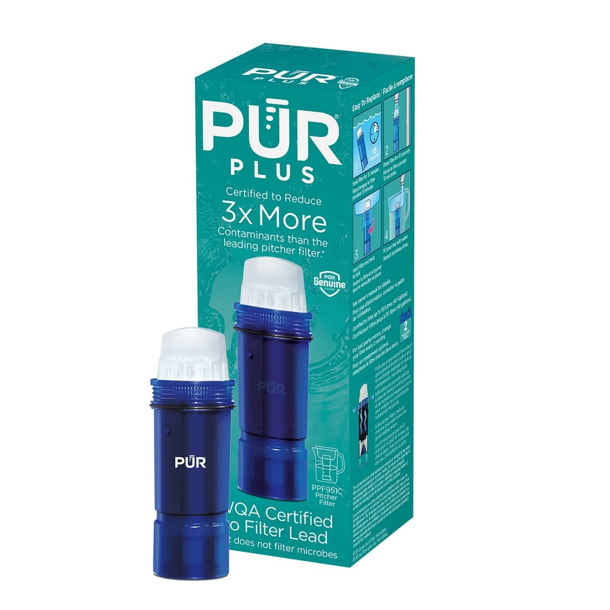 PUR PLUS Water Pitcher and Dispenser Replacement Filter with Lead ...