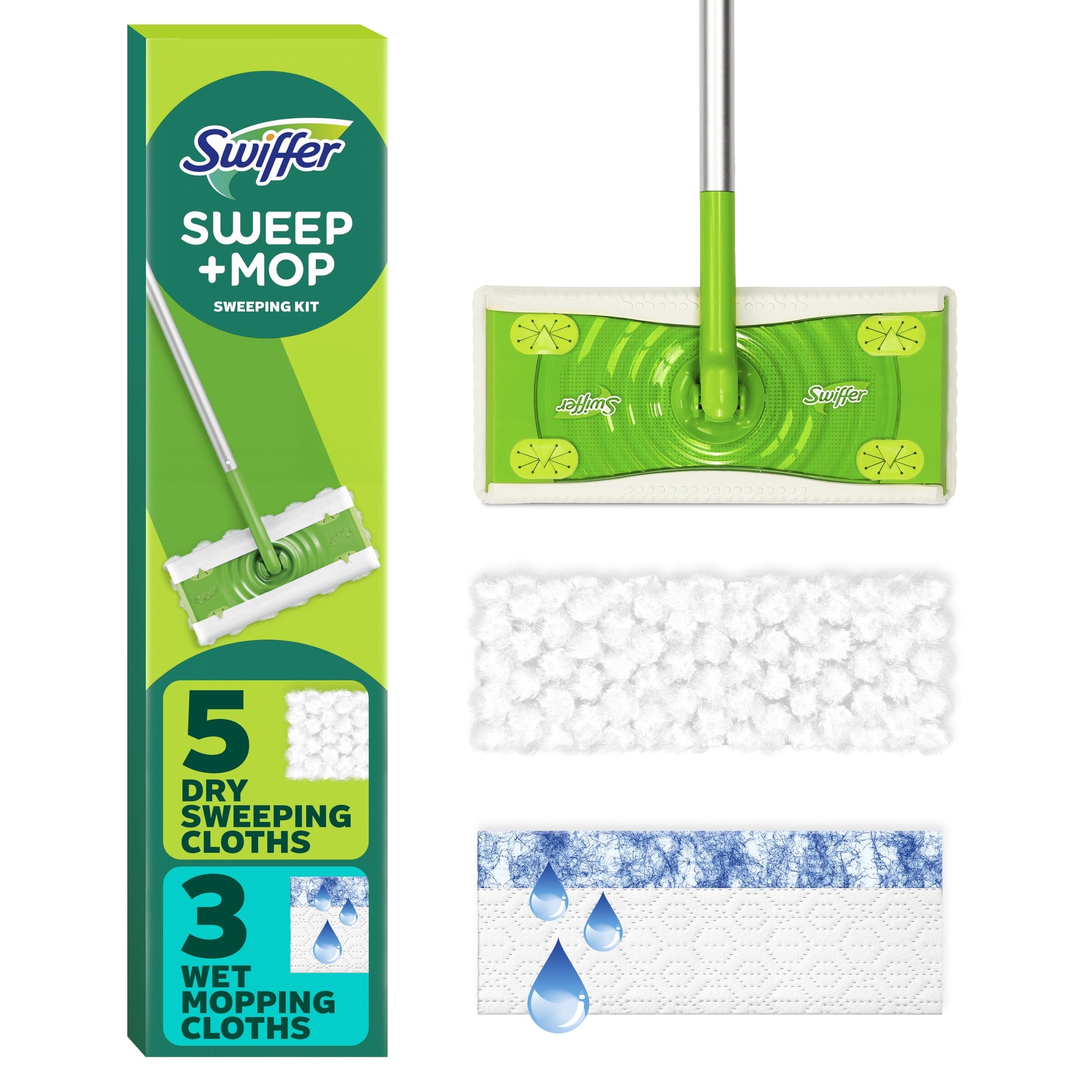 Swiffer Sweep & Mop Dry + Wet Floor Mopping and Sweeping Kit, 1 Device ...