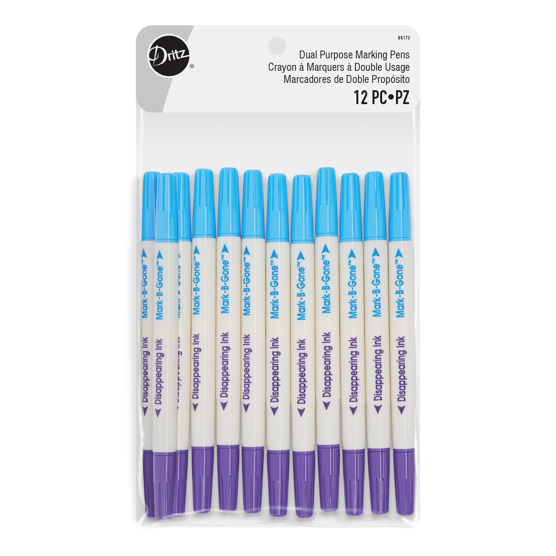 Dritz Dual Purpose Marking Pens, Mark-B-Gone & Disappearing Ink, 12 Pc ...
