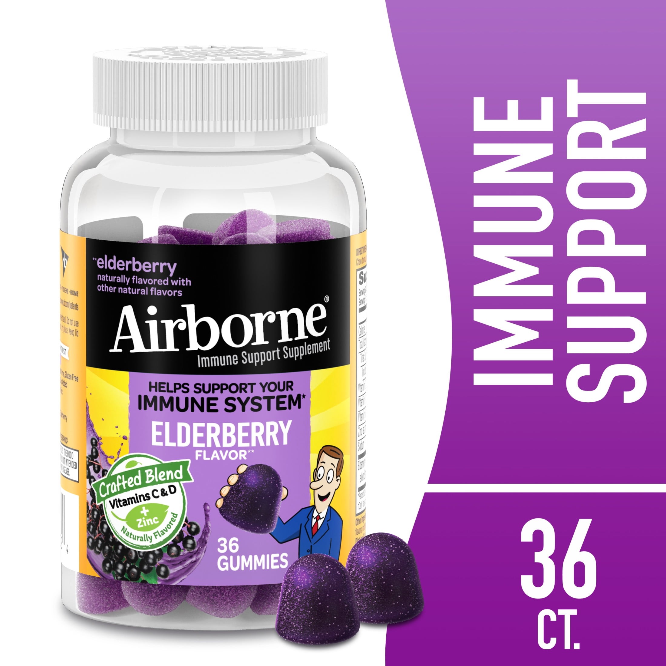 Airborne Vitamin C & Zinc Immune Support Gummies, Multivitamin ...