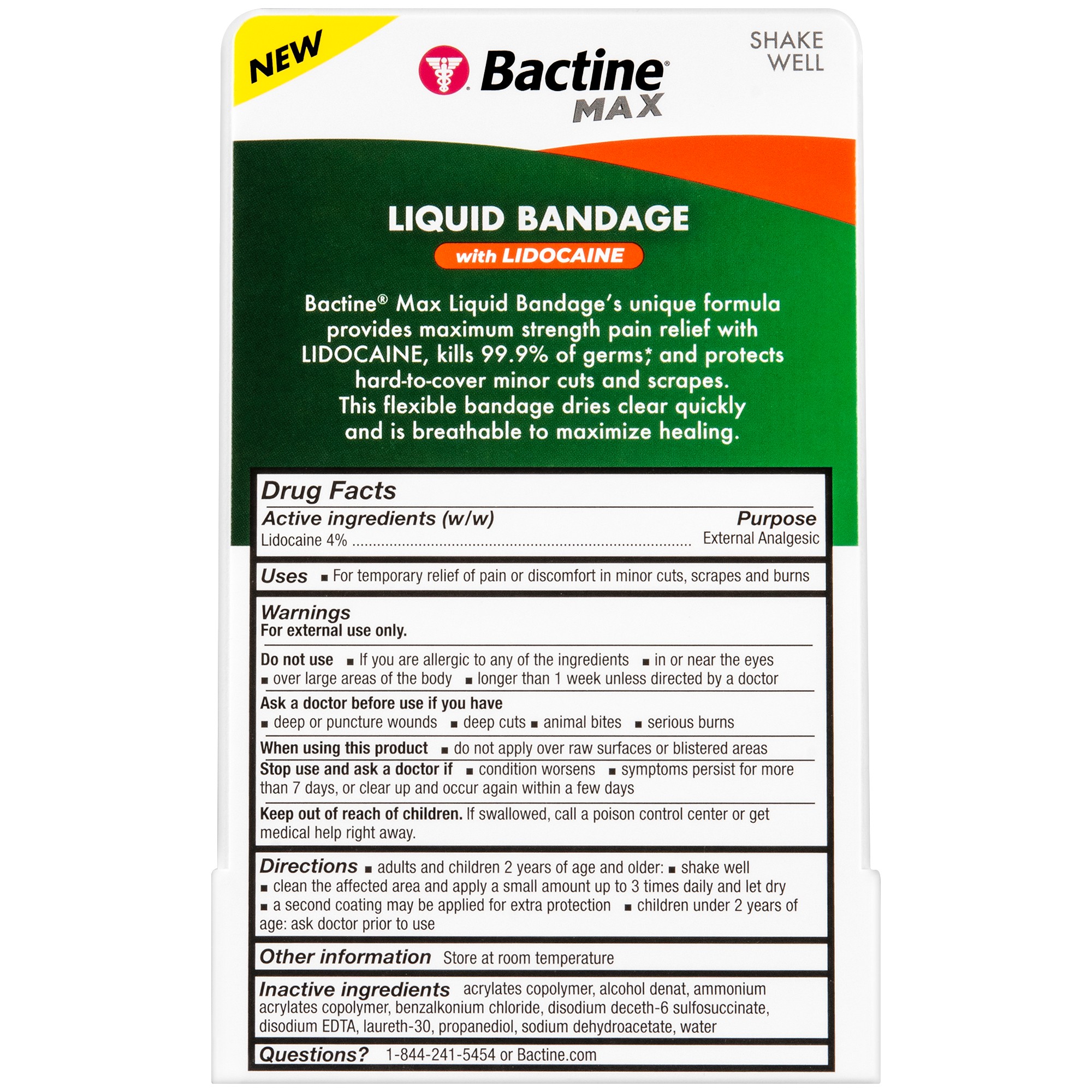Bactine MAX Liquid Bandage Antiseptic with Lidocaine, .30 oz, 1 Count ...
