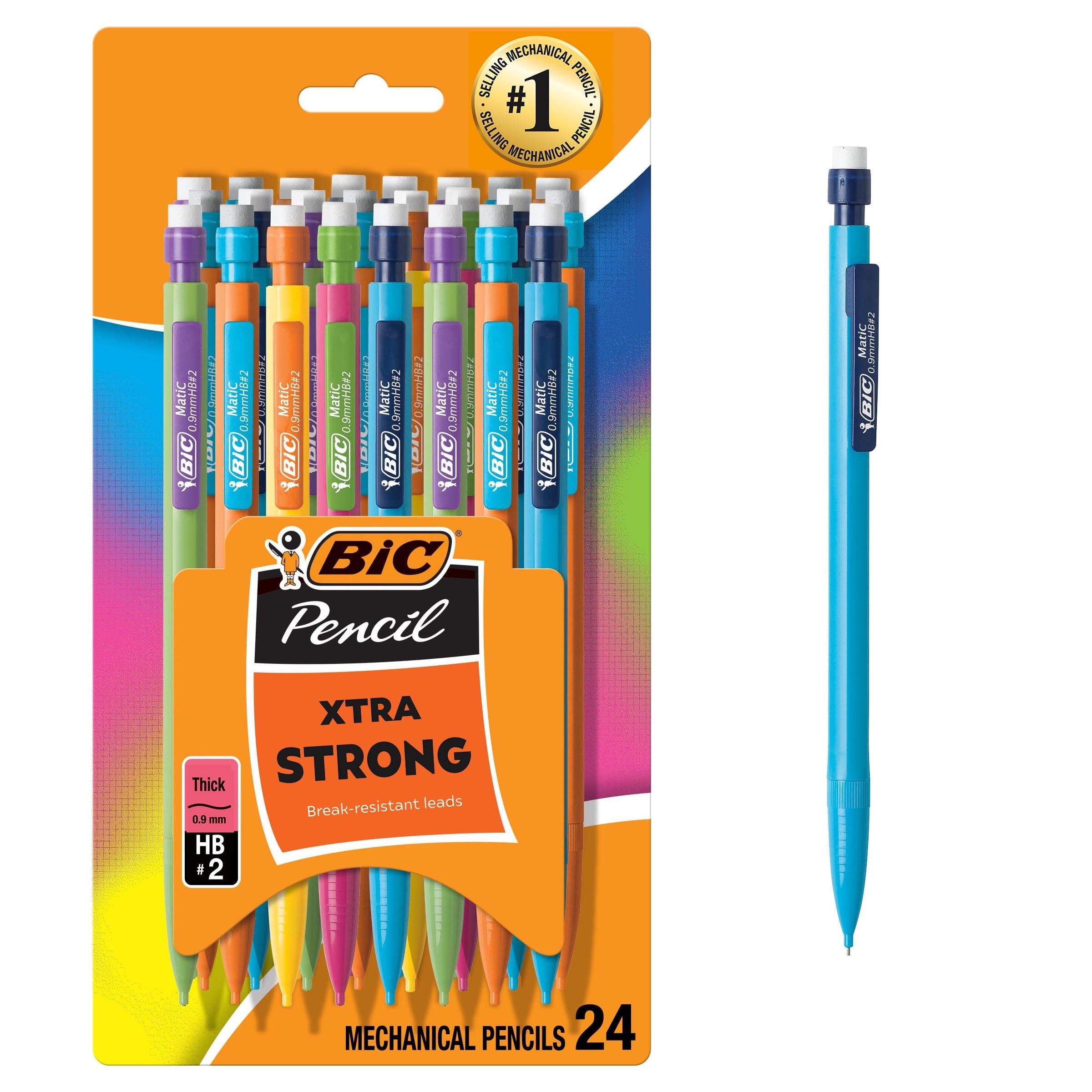 BIC Xtra Strong Mechanical Pencils with Erasers, Thick Point (0.9mm ...