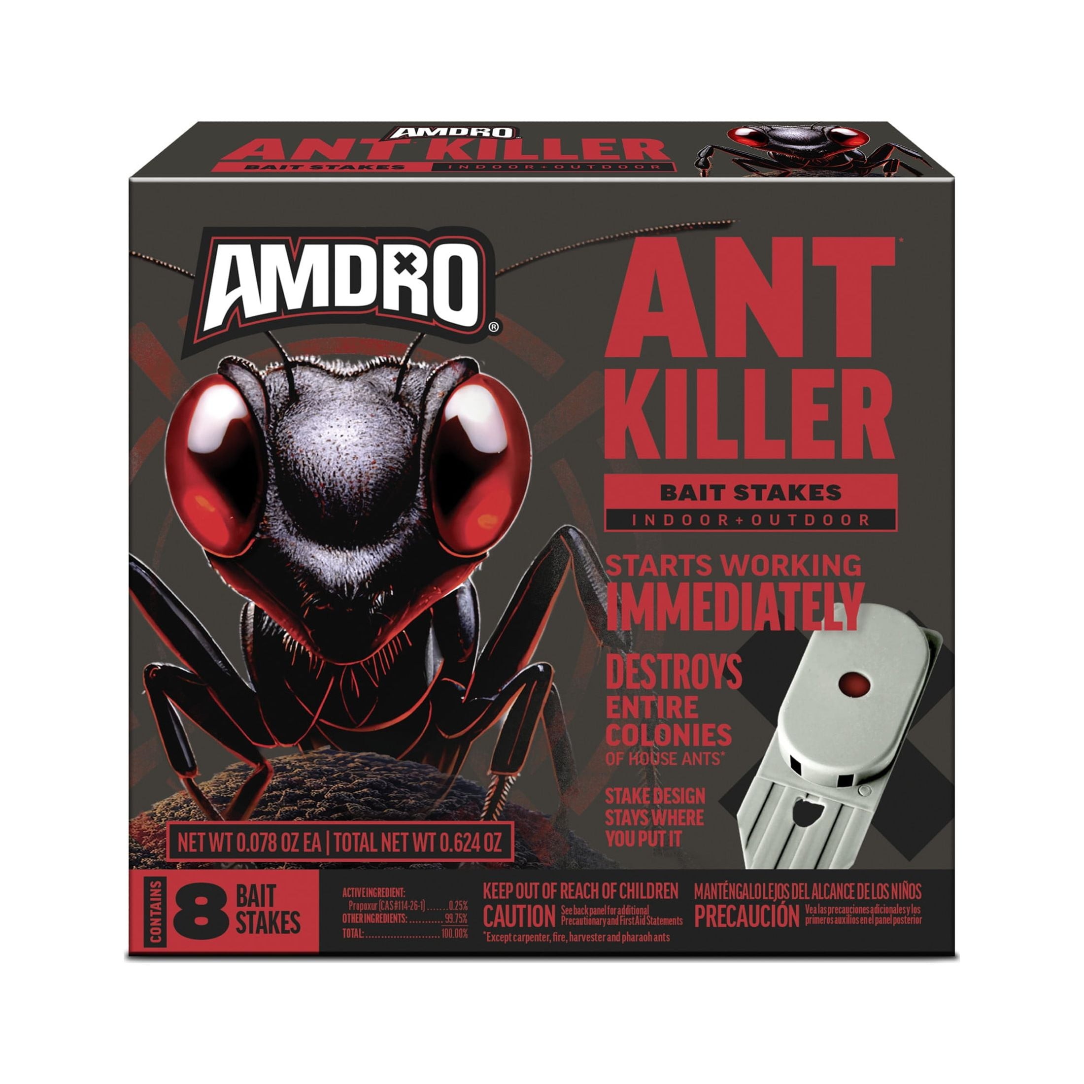 Amdro Ant Killer Indoor and Outdoor Bait Station Stakes, 8 Pack Best ...