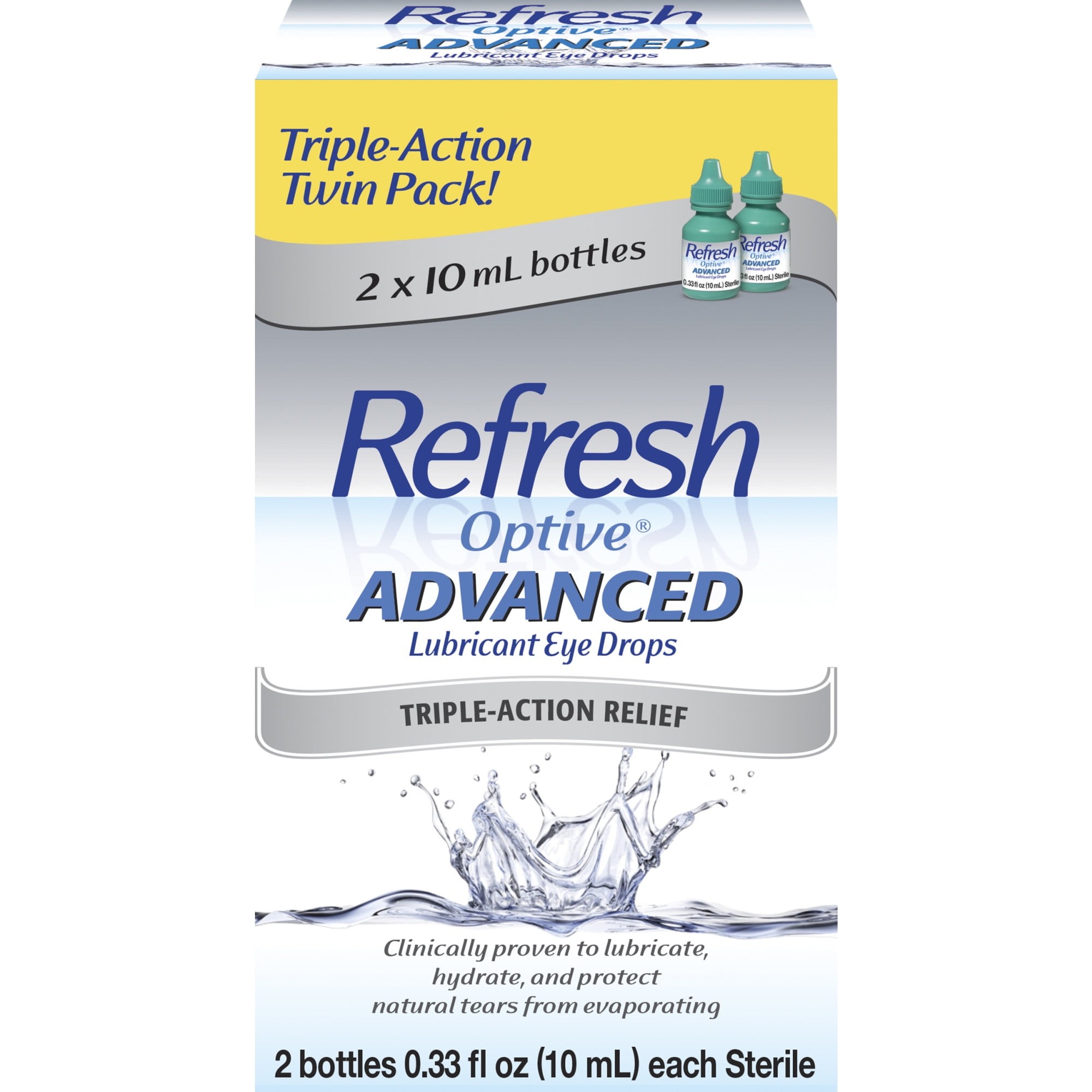 Refresh Optive Advanced Lubricant Eye Drops Preserved Tears, 20 ml, 2 ...