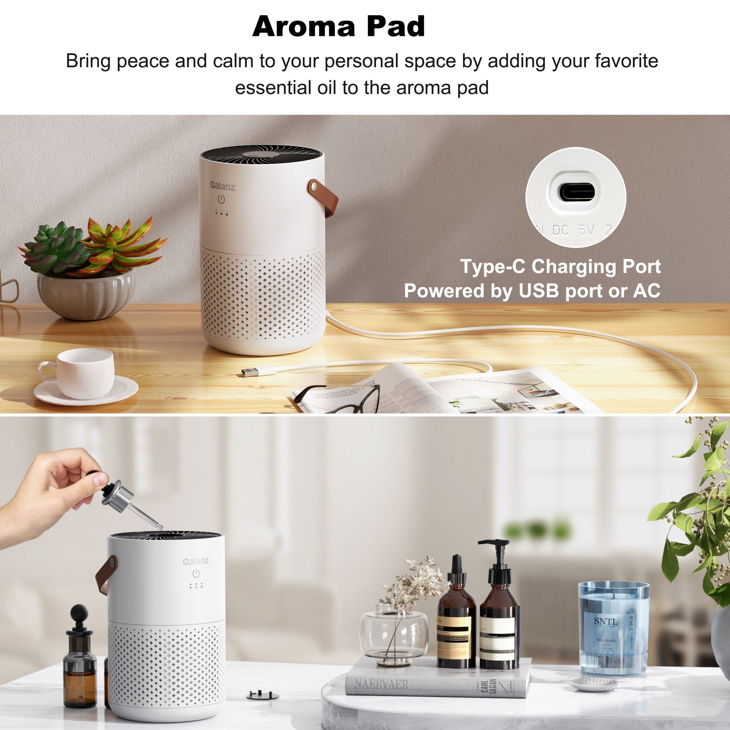 Galanz Personal Air Purifier for Bedroom, H13 True HEPA Air Filter with ...