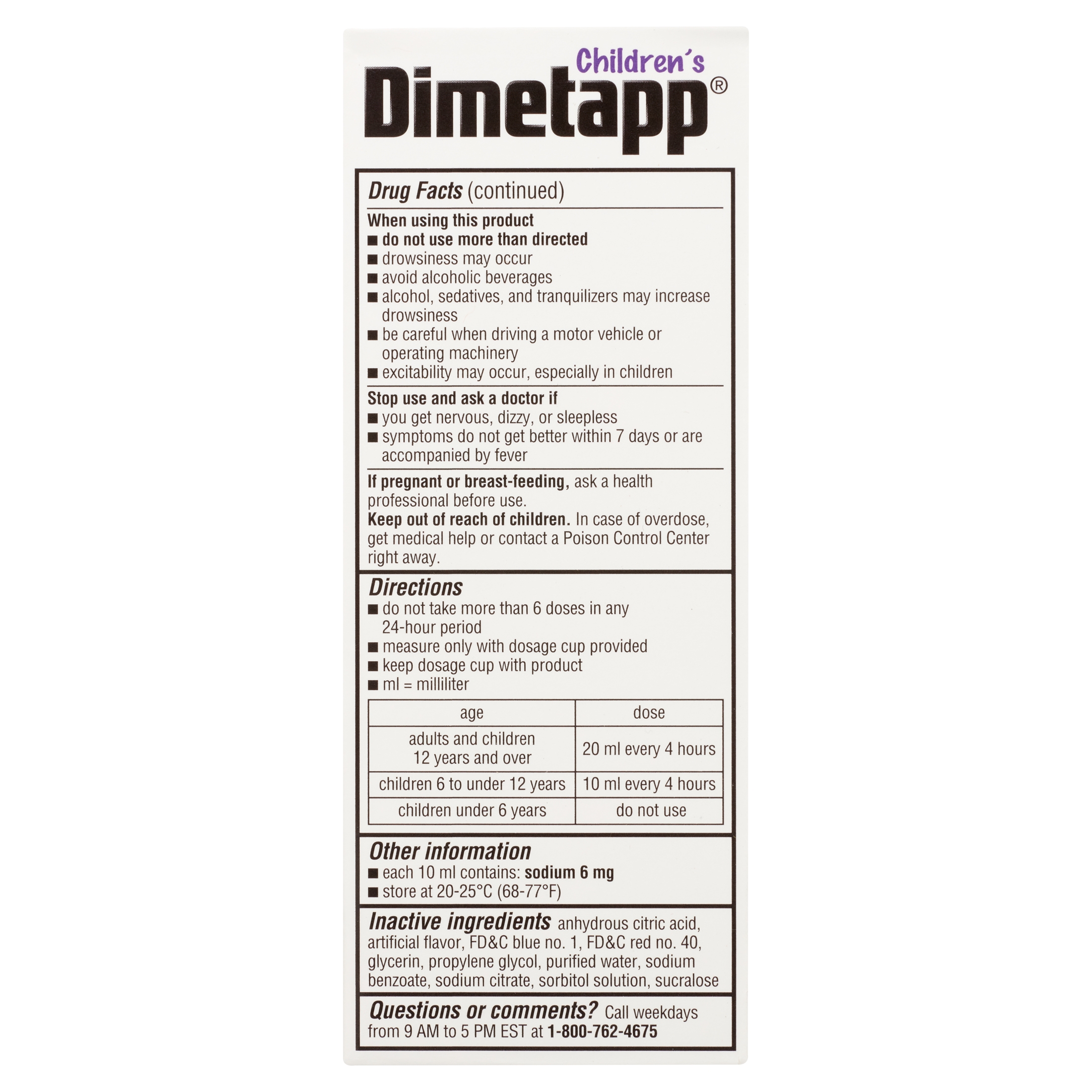 Children's Dimetapp Cold and Allergy, Antihistamine, Alcohol-Free ...