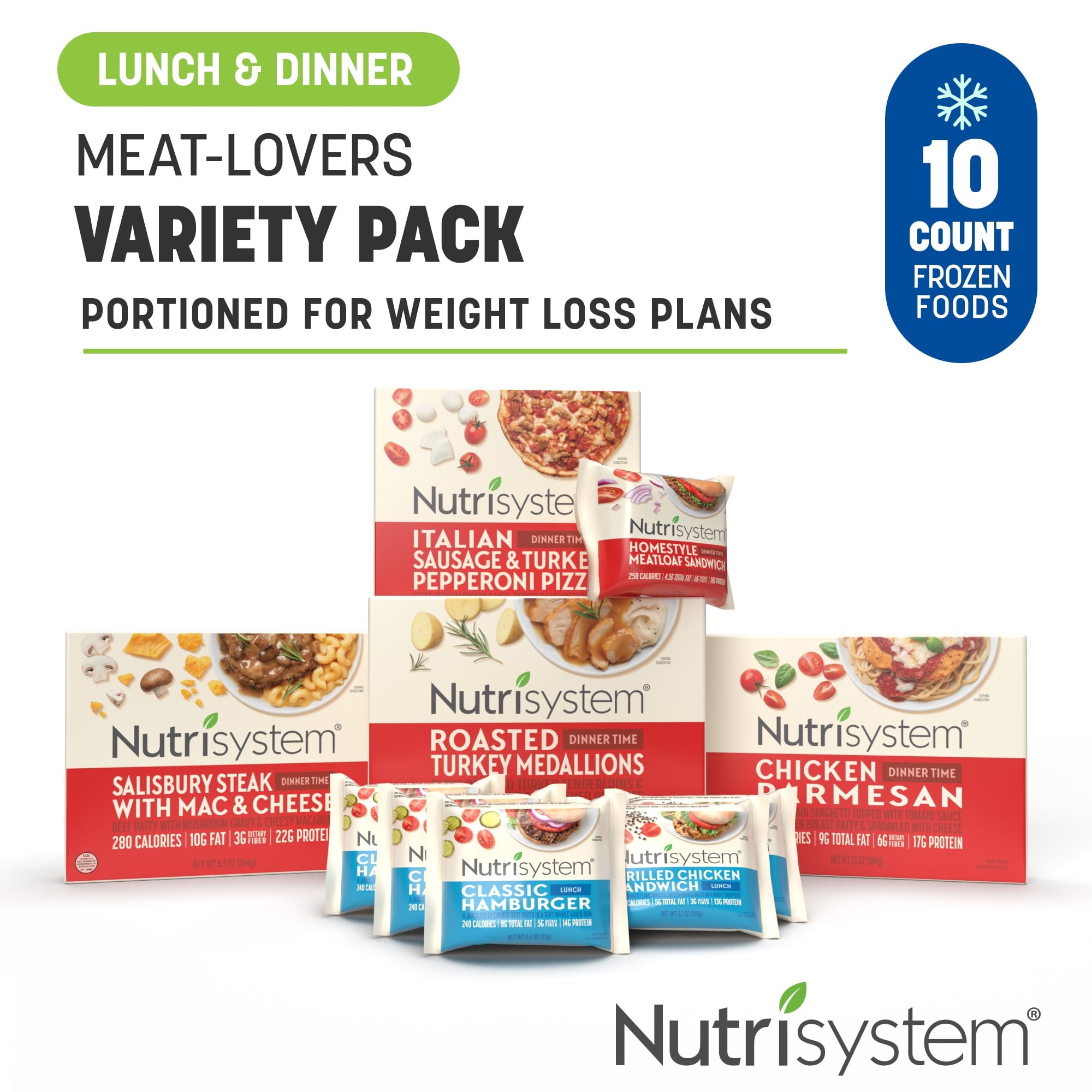 Nutrisystem Meat Lover’s Variety Pack, Frozen Meals with up to 22g of ...
