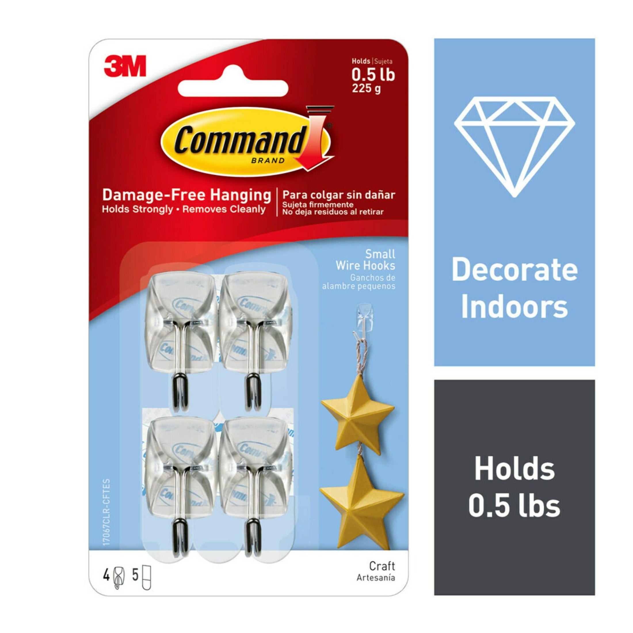Command Small Wire Toggle Hooks, Clear, Damage Free Decorating, Four Hooks Deals and Price ...