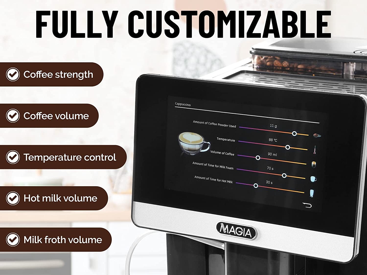 Zulay Kitchen Magia Super Automatic Coffee Espresso Machine Coffee ...