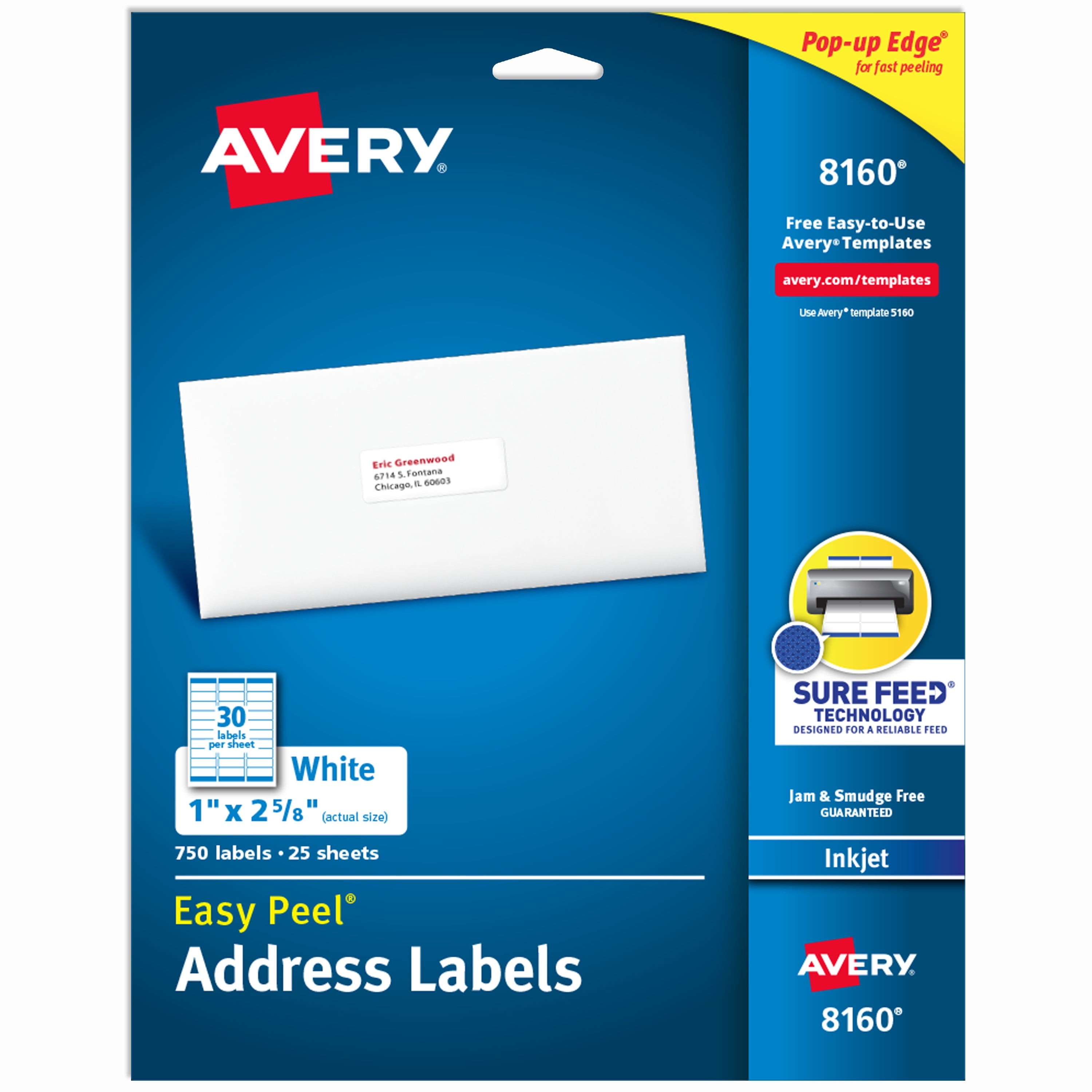 Avery Address Labels, 1" x 2-5/8", White, 750 Labels (8160) Deals and ...