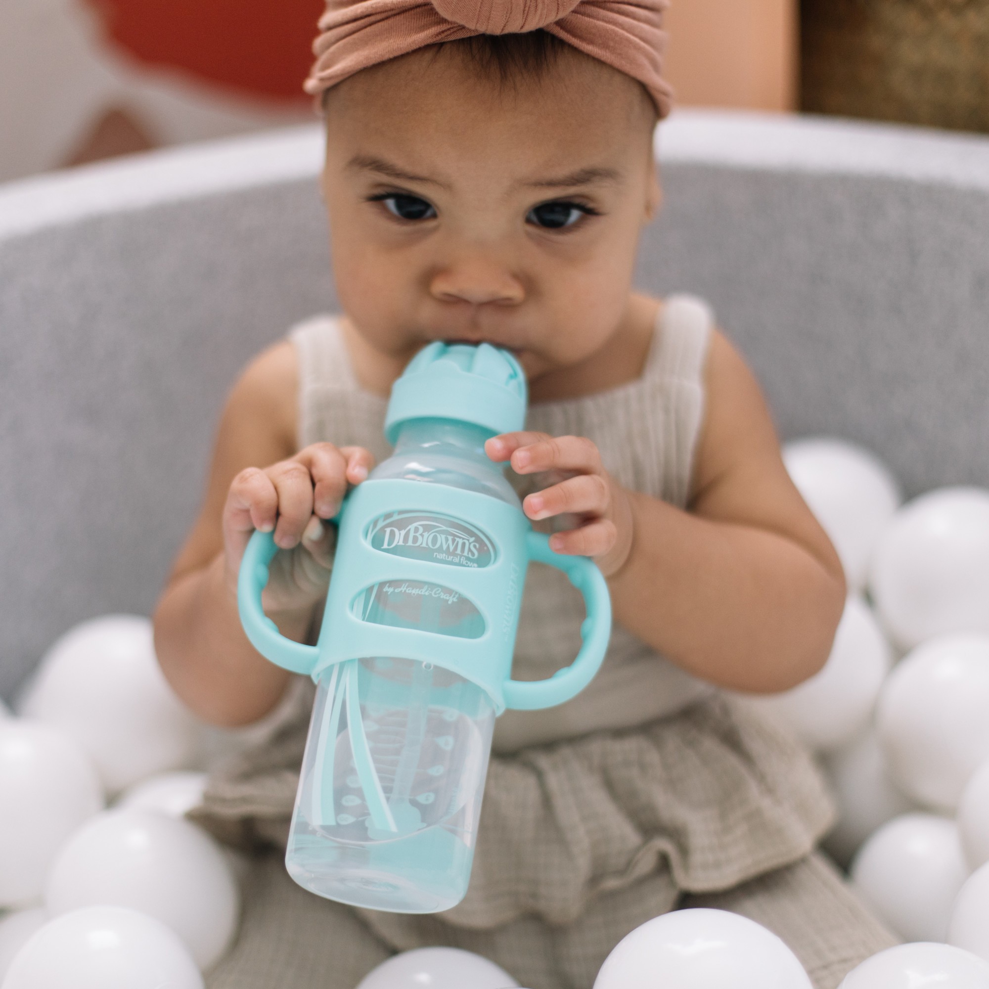 Dr. Brown's Milestones Narrow Sippy Straw Bottle with 100% Silicone ...