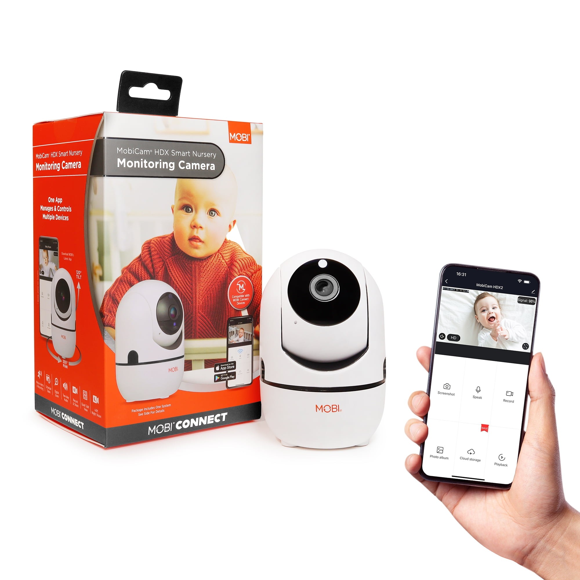 MOBI MobiCam HDX Wi-Fi Pan & Tilt Smart Nursery Monitoring Camera, Baby ...