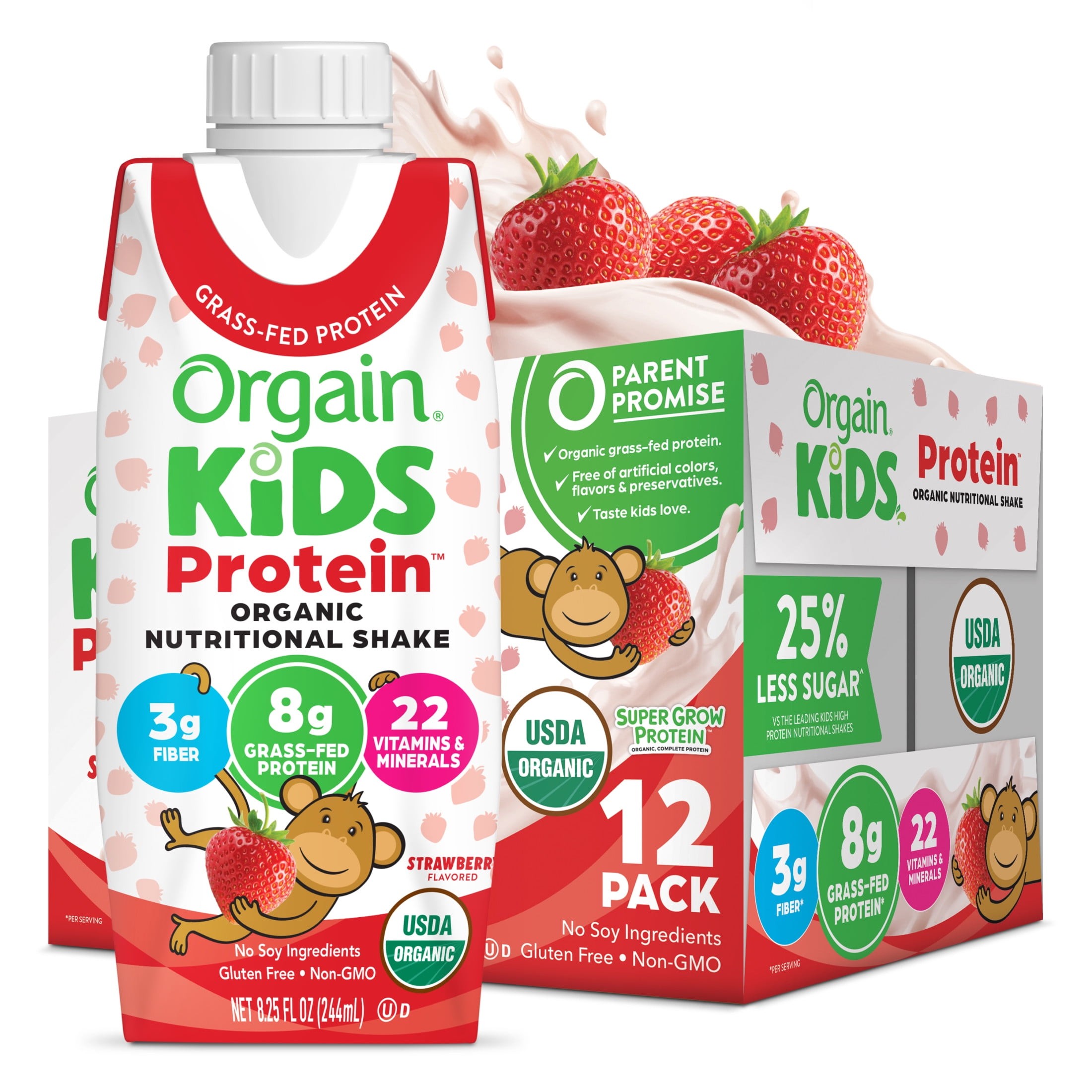 Orgain Organic Kids Nutritional Shake, 22 Vitamins & Minerals ...