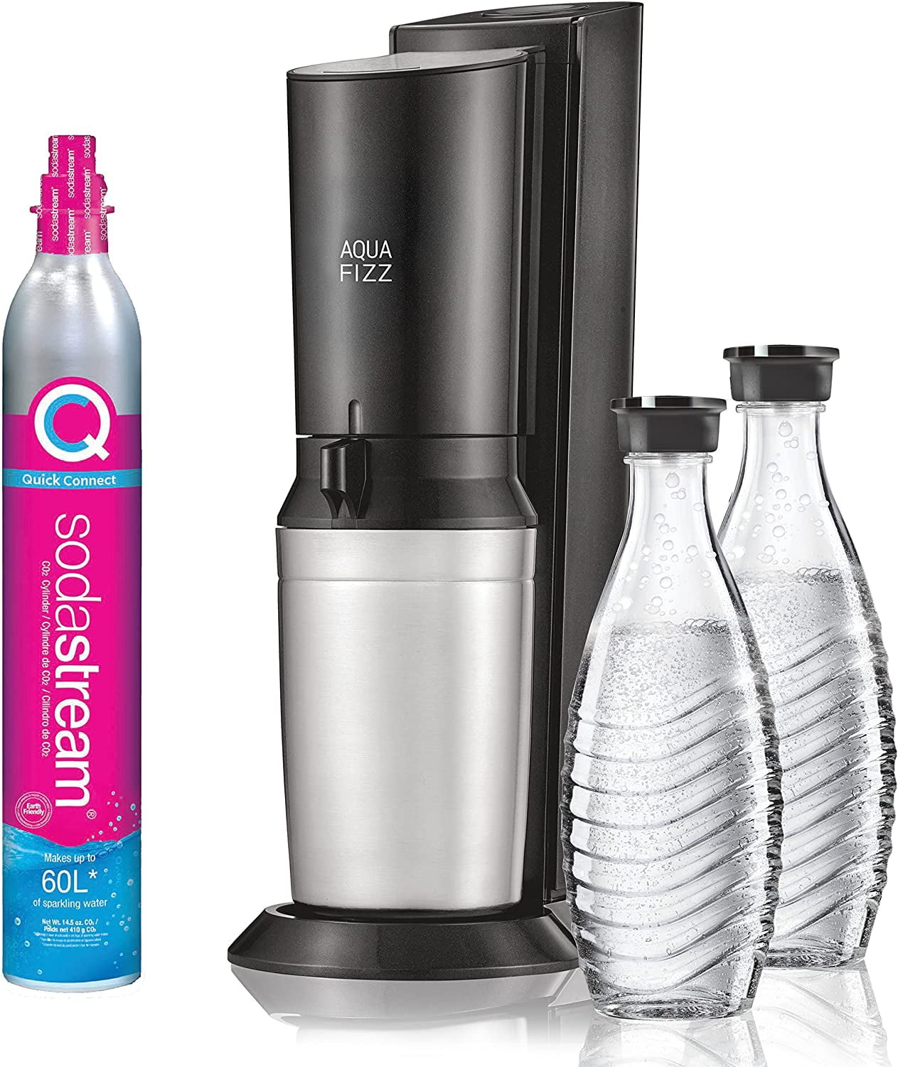 SodaStream Aqua Fizz Sparkling Water Maker Kit (Black) with Co2 & Glass ...