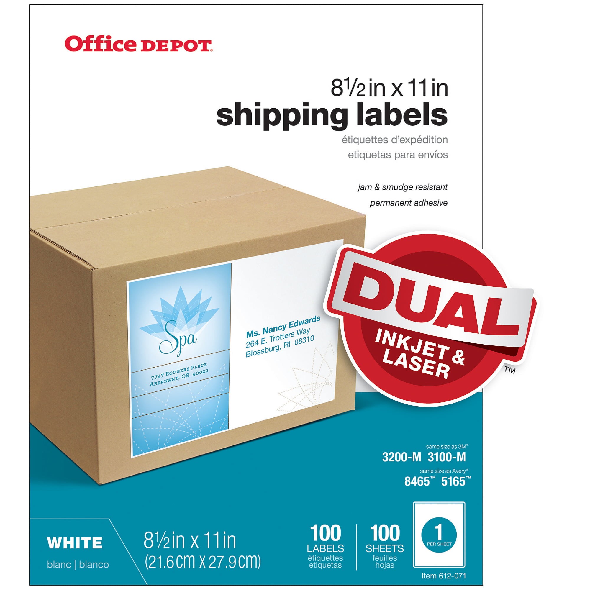 Office Depot® Brand White Inkjet/Laser Permanent Full-Sheet Labels, 505 ...