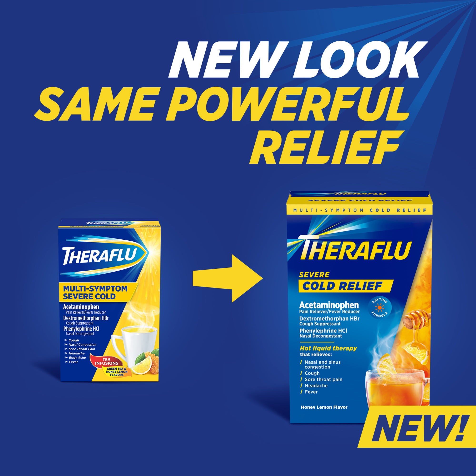 Theraflu Daytime Severe Cold Relief Powder, Honey Lemon Flavor - 6 ...