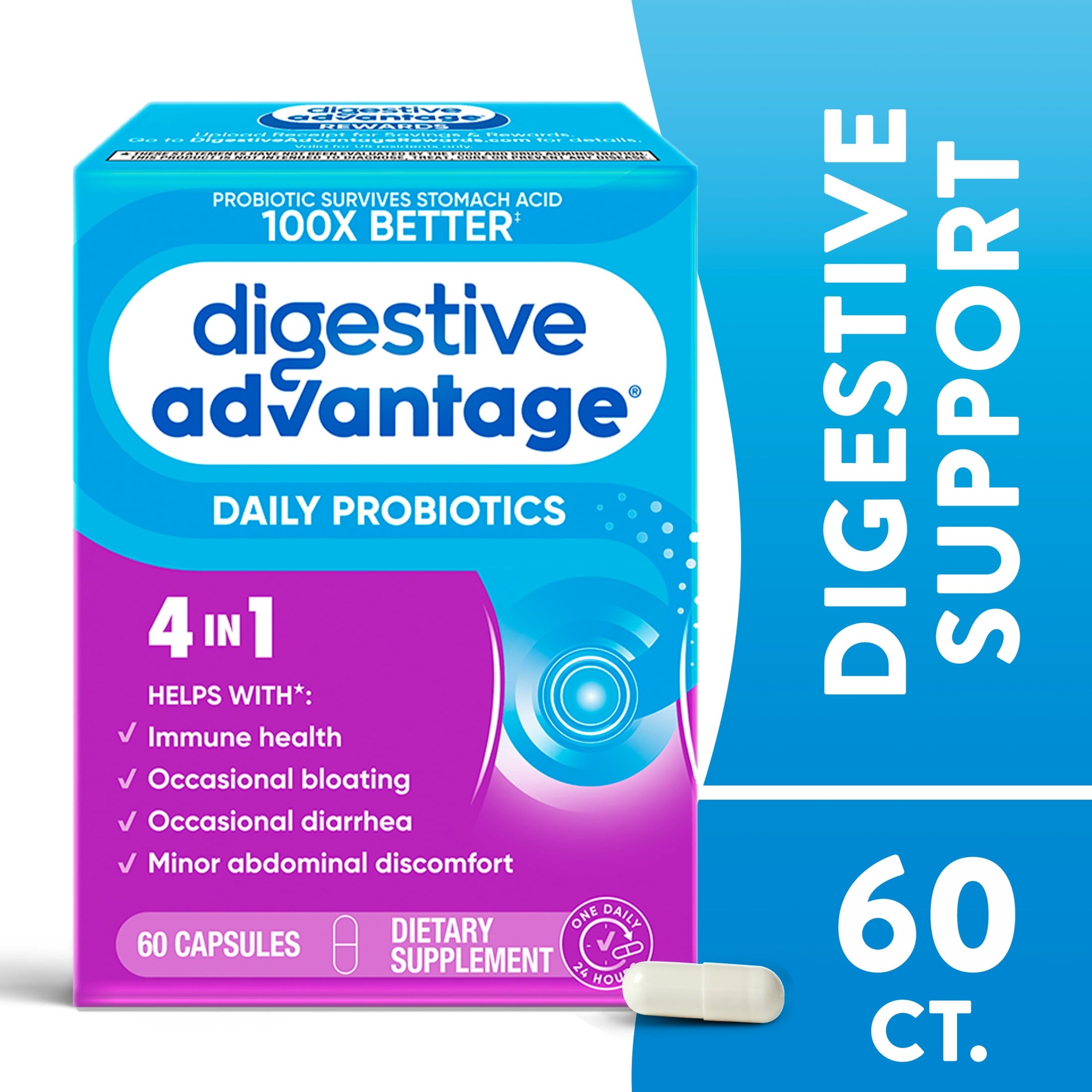 Digestive Advantage Daily Probiotics For Women And Men, Supports Gut ...
