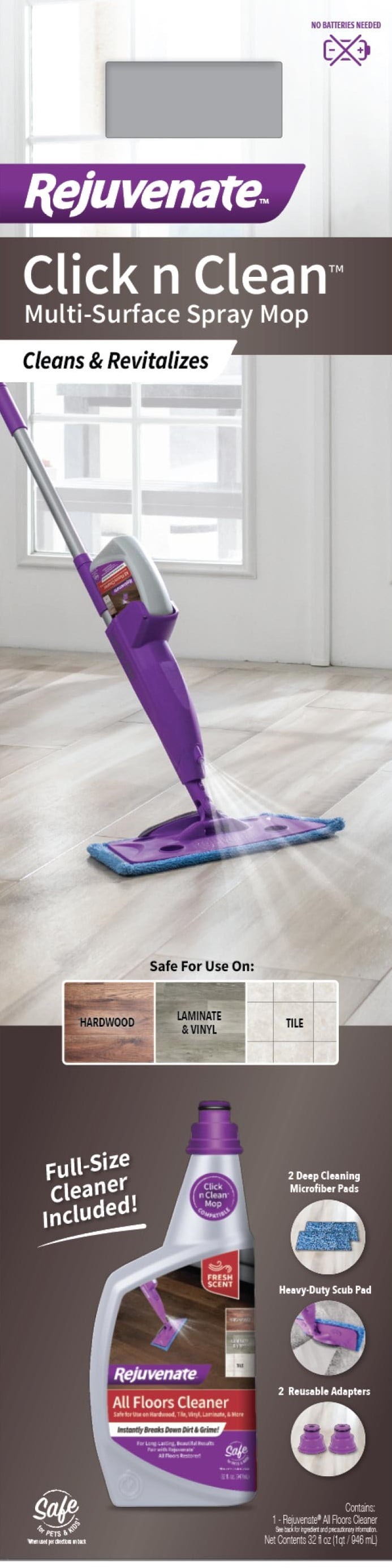 Rejuvenate Click n Clean Multi-Surface Spray Mop System, Floor Cleaner ...