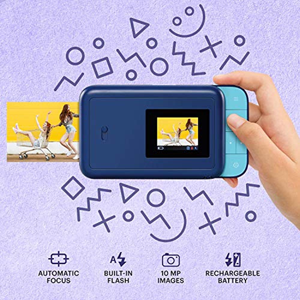 kodak smile instant print digital camera slide-open 10mp camera w/2x3 ...
