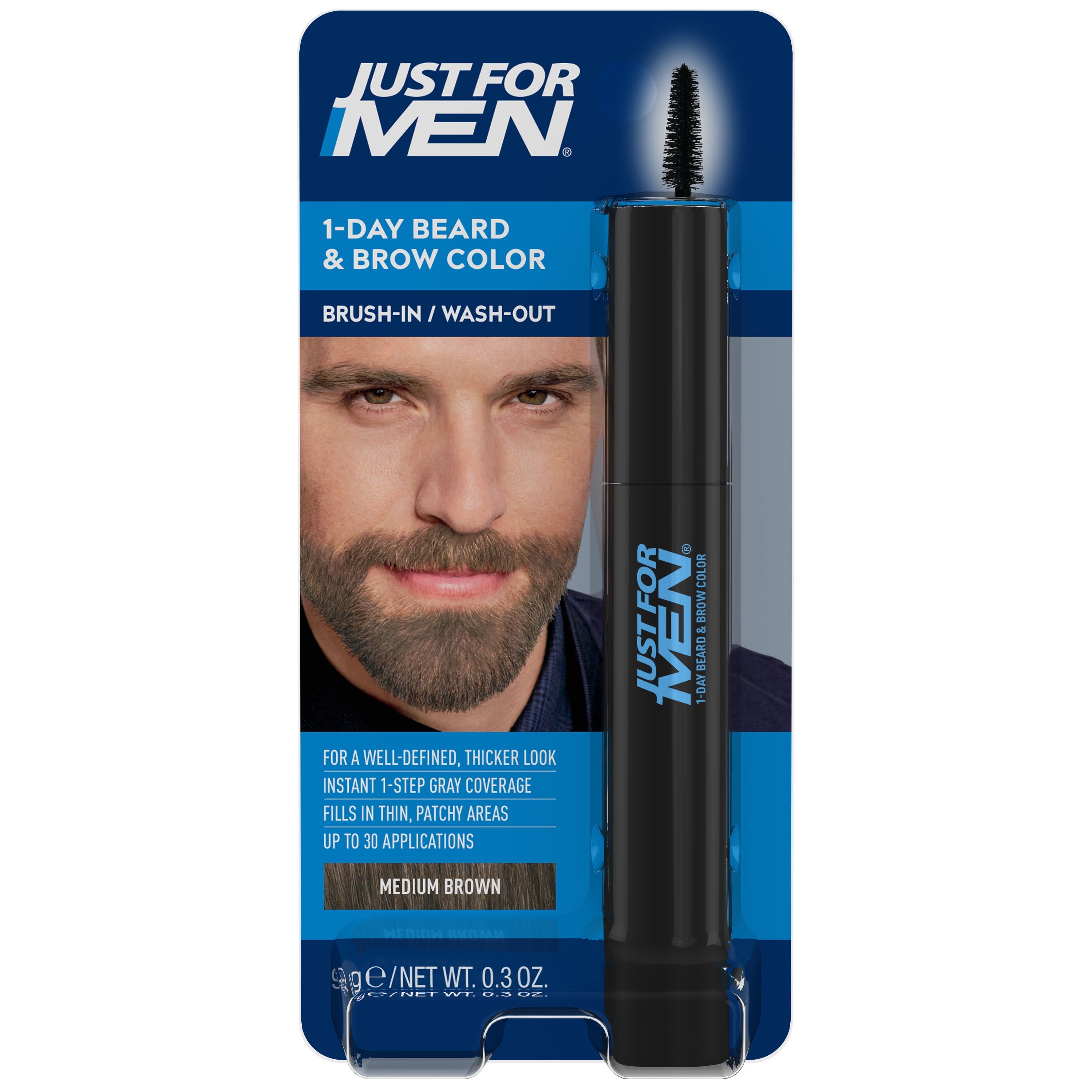 Just For Men 1-Day Beard & Brow Color, Temporary Dye for Beard and ...