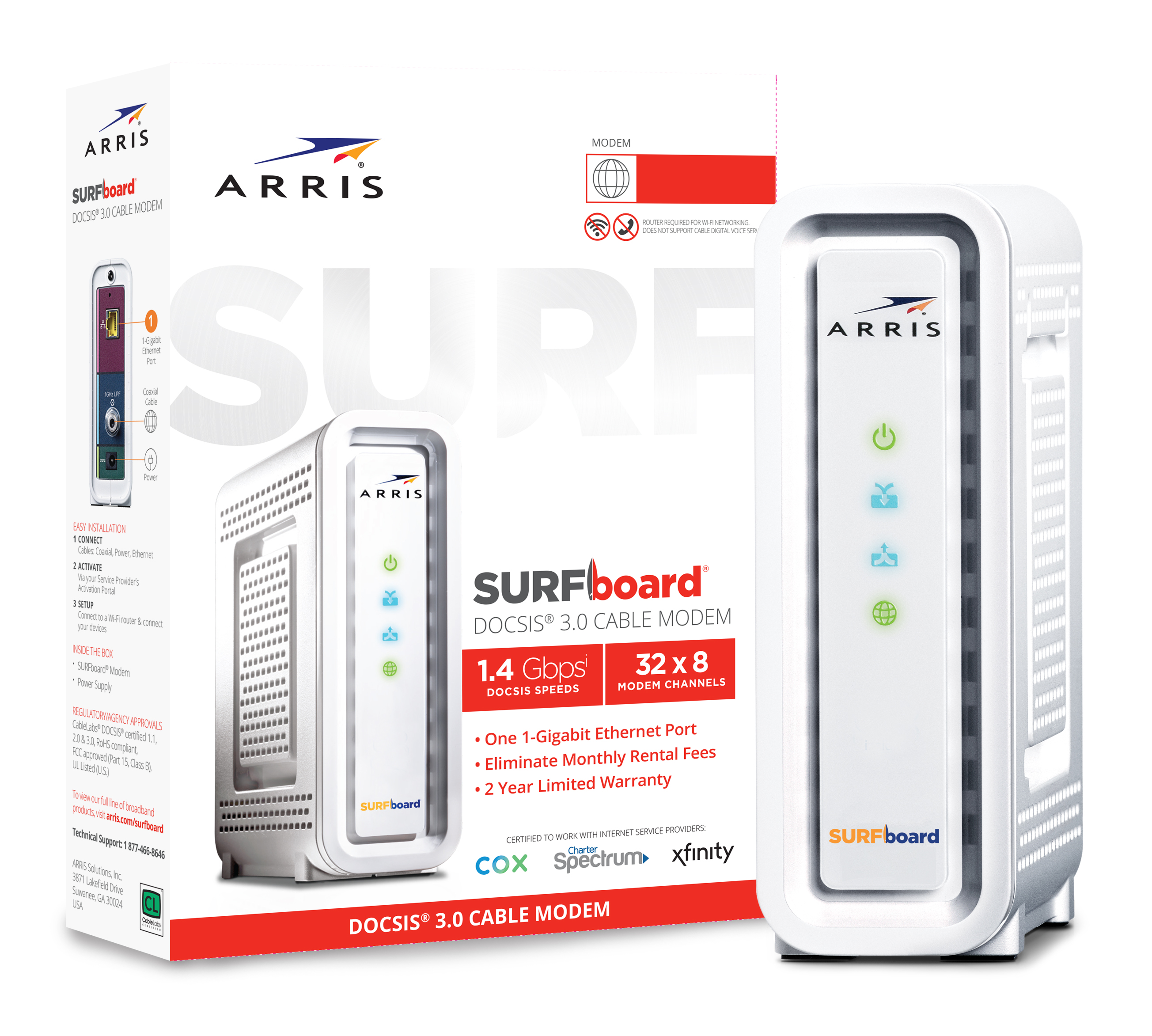 ARRIS SURFboard (32x8) Cable Modem, DOCSIS 3.0 melhores ofertas e ...