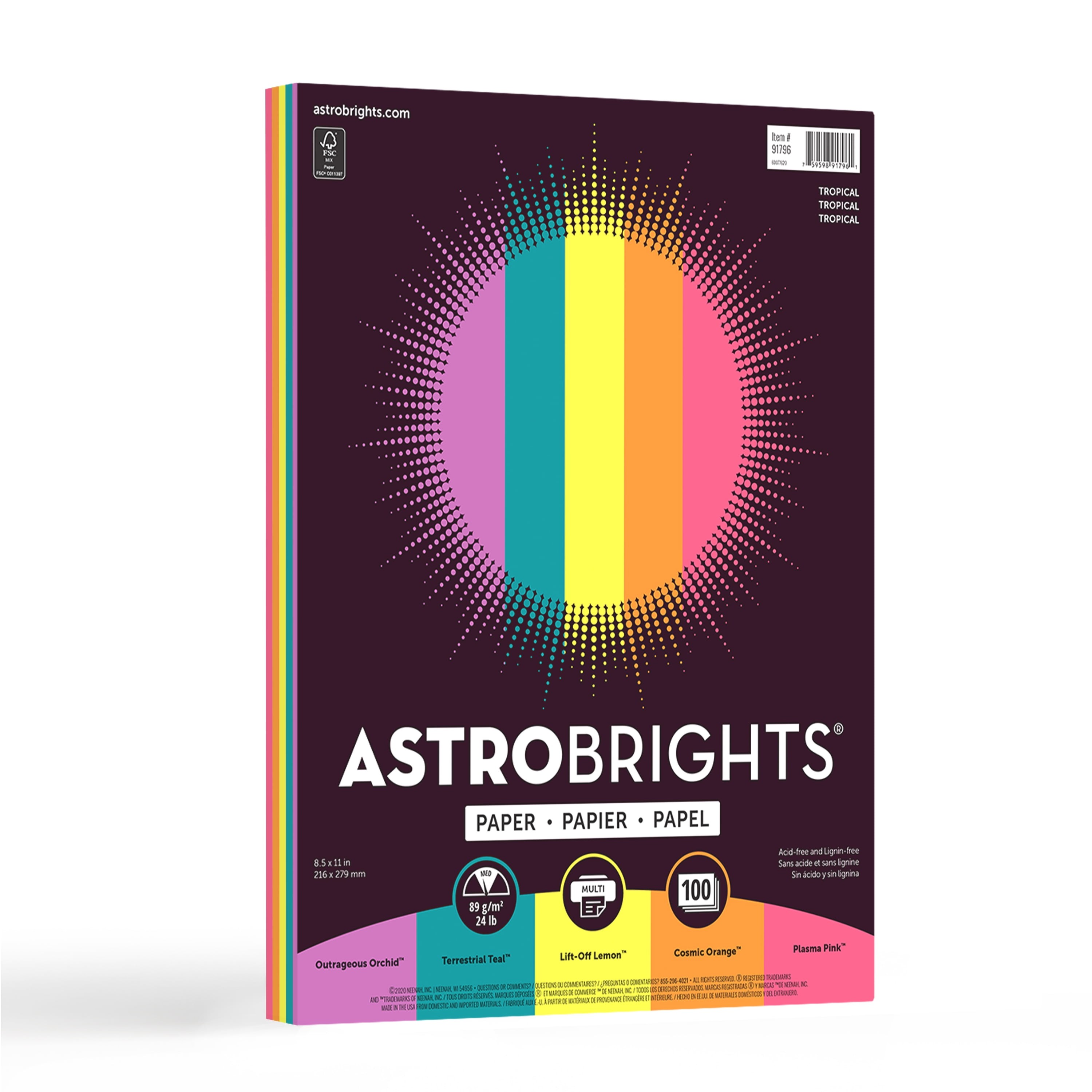 Astrobrights Color Paper, 8.5" x 11", 24 lb./89 Gsm, Tropical ...
