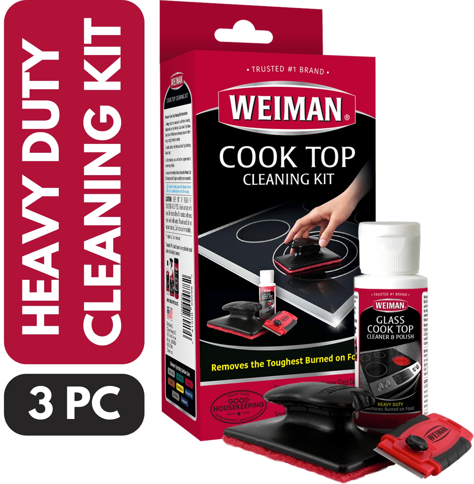 Weiman Cook Top Complete Cleaning Kit - Includes Cream, Scrubbing Pad ...