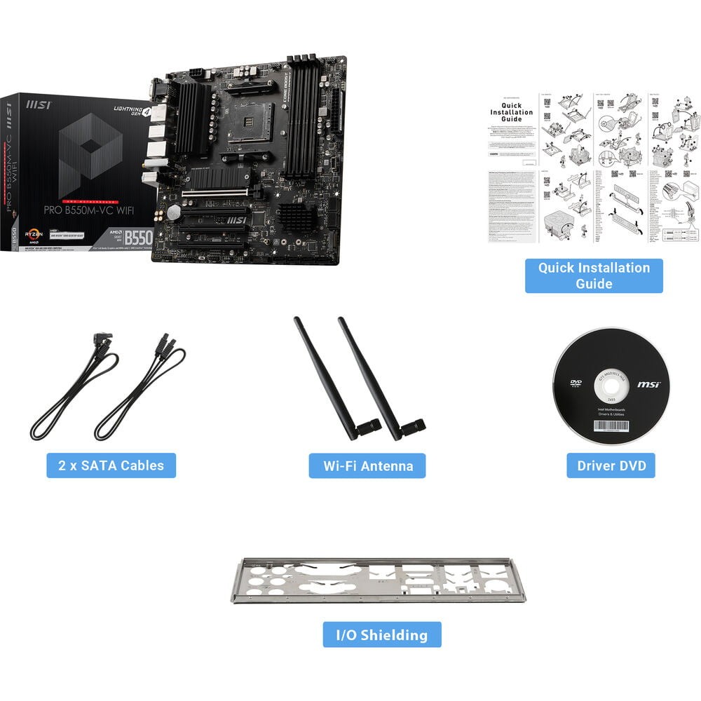 MSI PRO B550M-VC WIFI AM4 AMD B550 SATA 6Gbs MATX AMD Motherboard Best ...