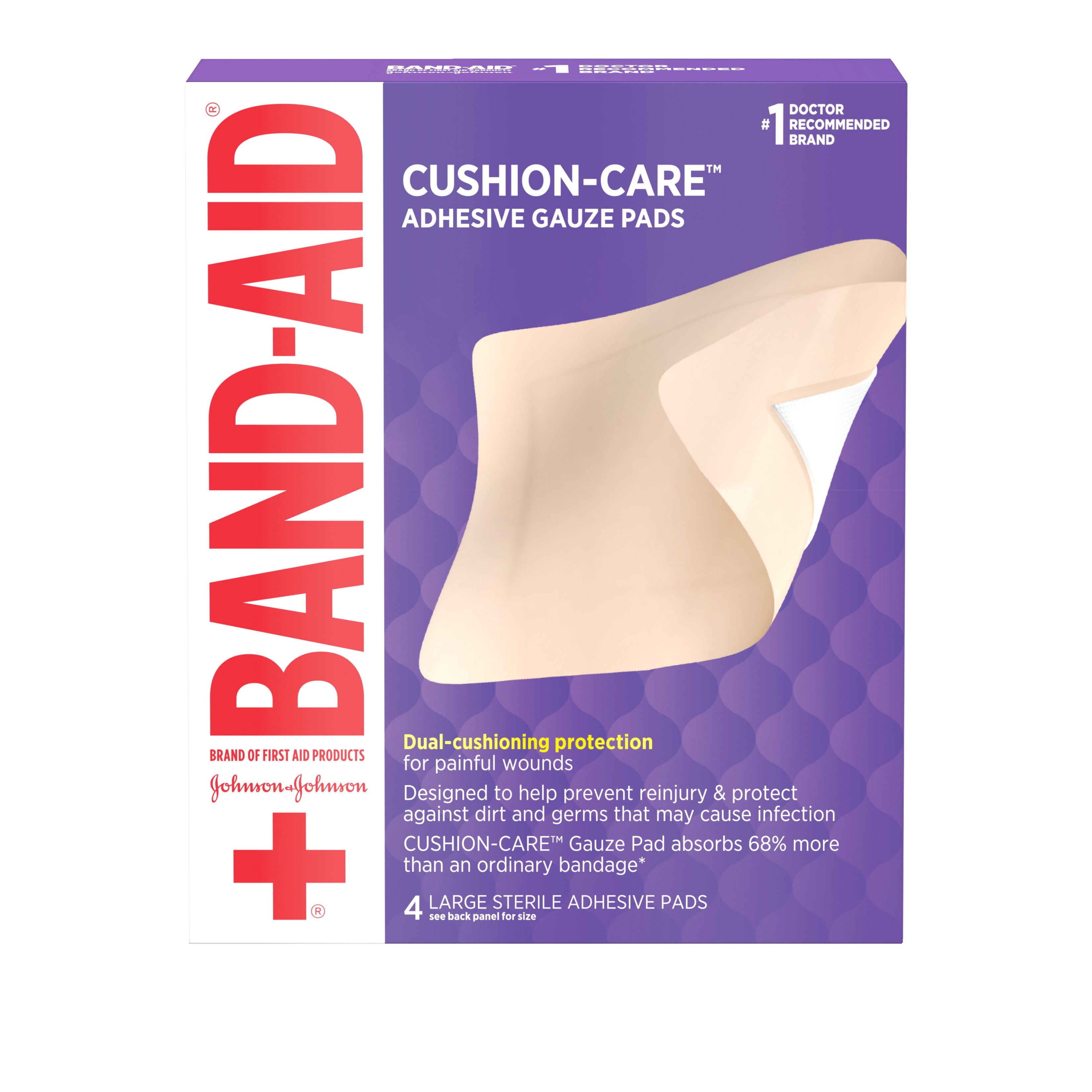 Band-Aid Brand First Aid Adhesive Gauze Pad, 4.5in x 5.5in, 4 ct Deals ...