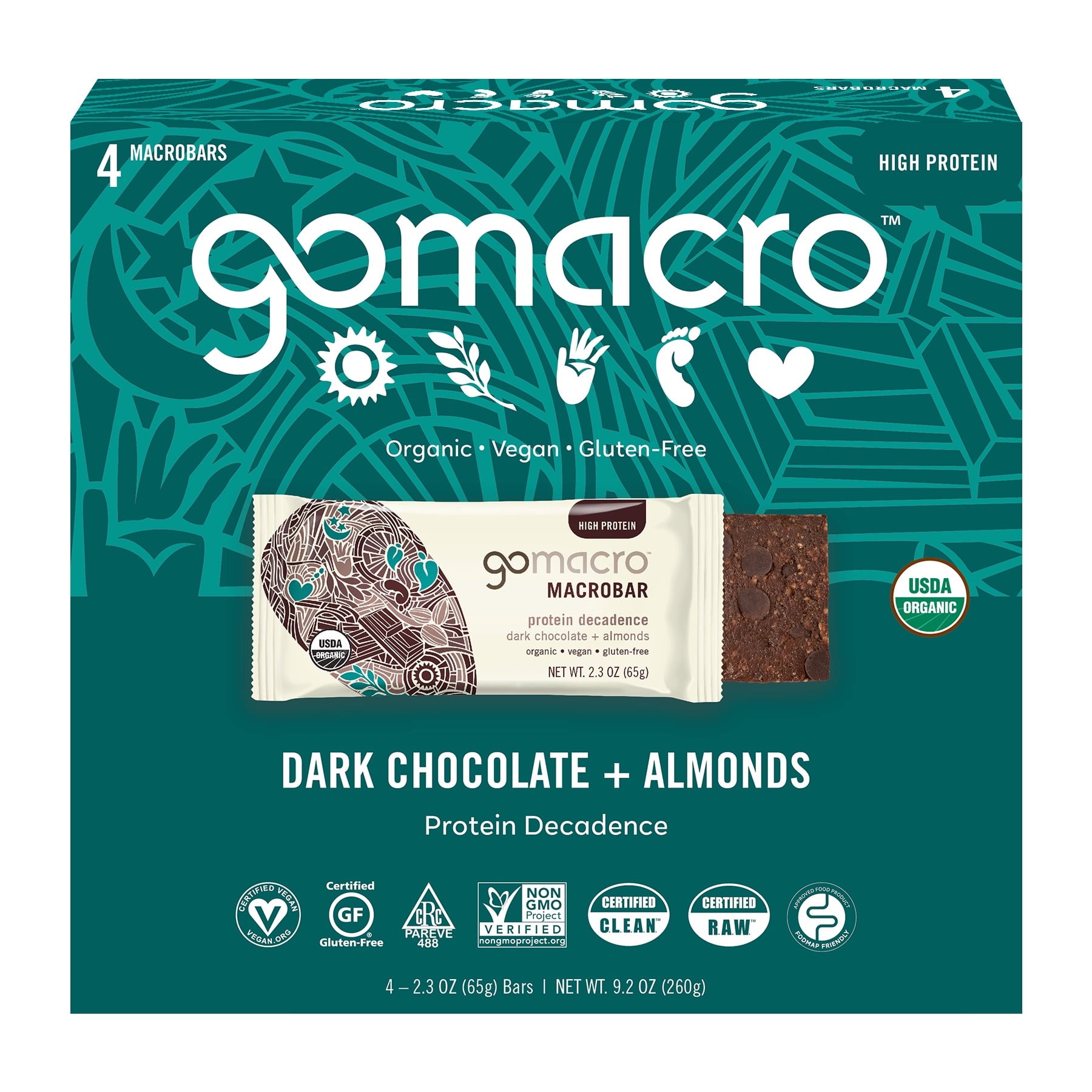 GoMacro Protein Bars - Dark Chocolate + Almonds MacroBars, Healthy ...