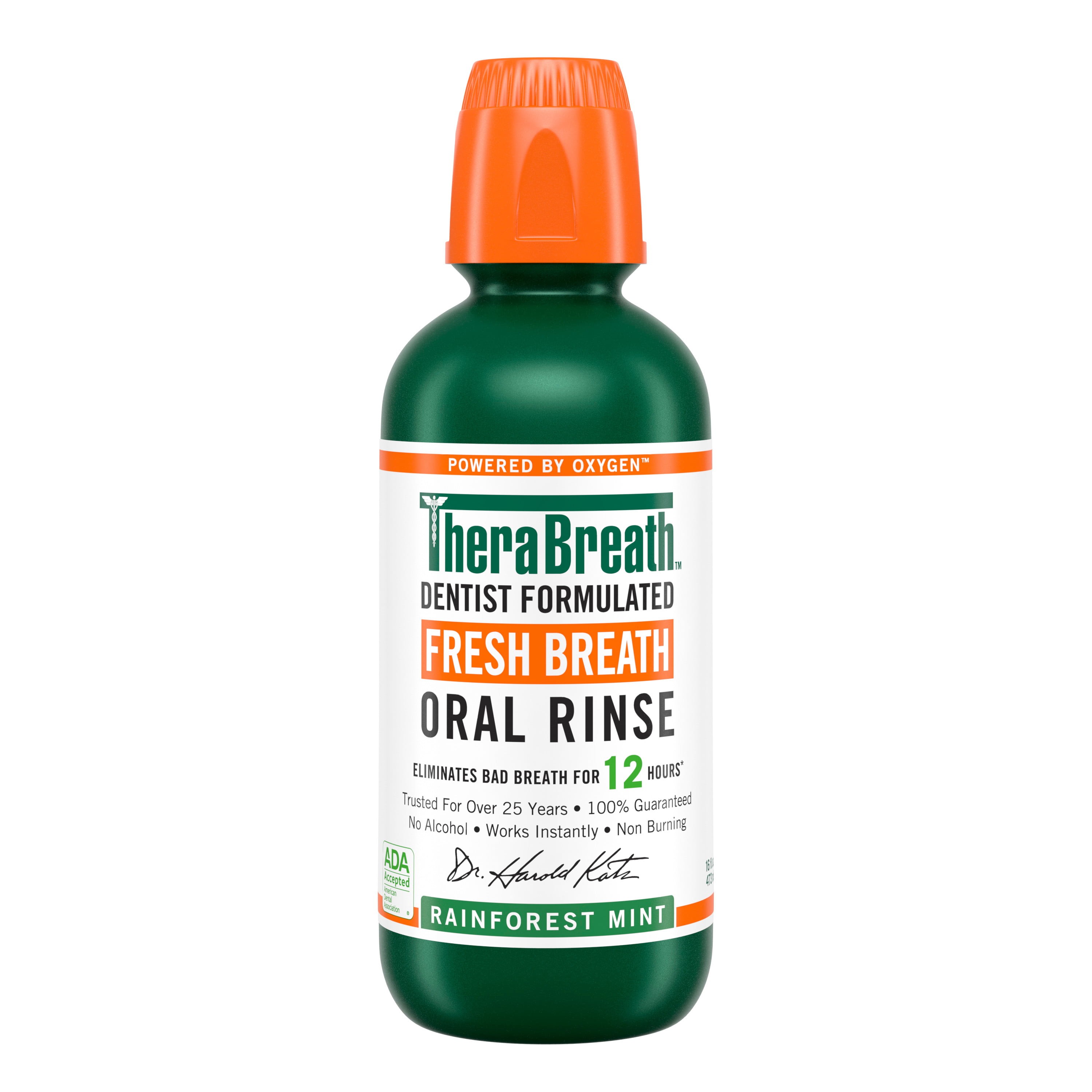 TheraBreath Fresh Breath Mouthwash, Rainforest Mint, Alcohol-Free, 16 ...