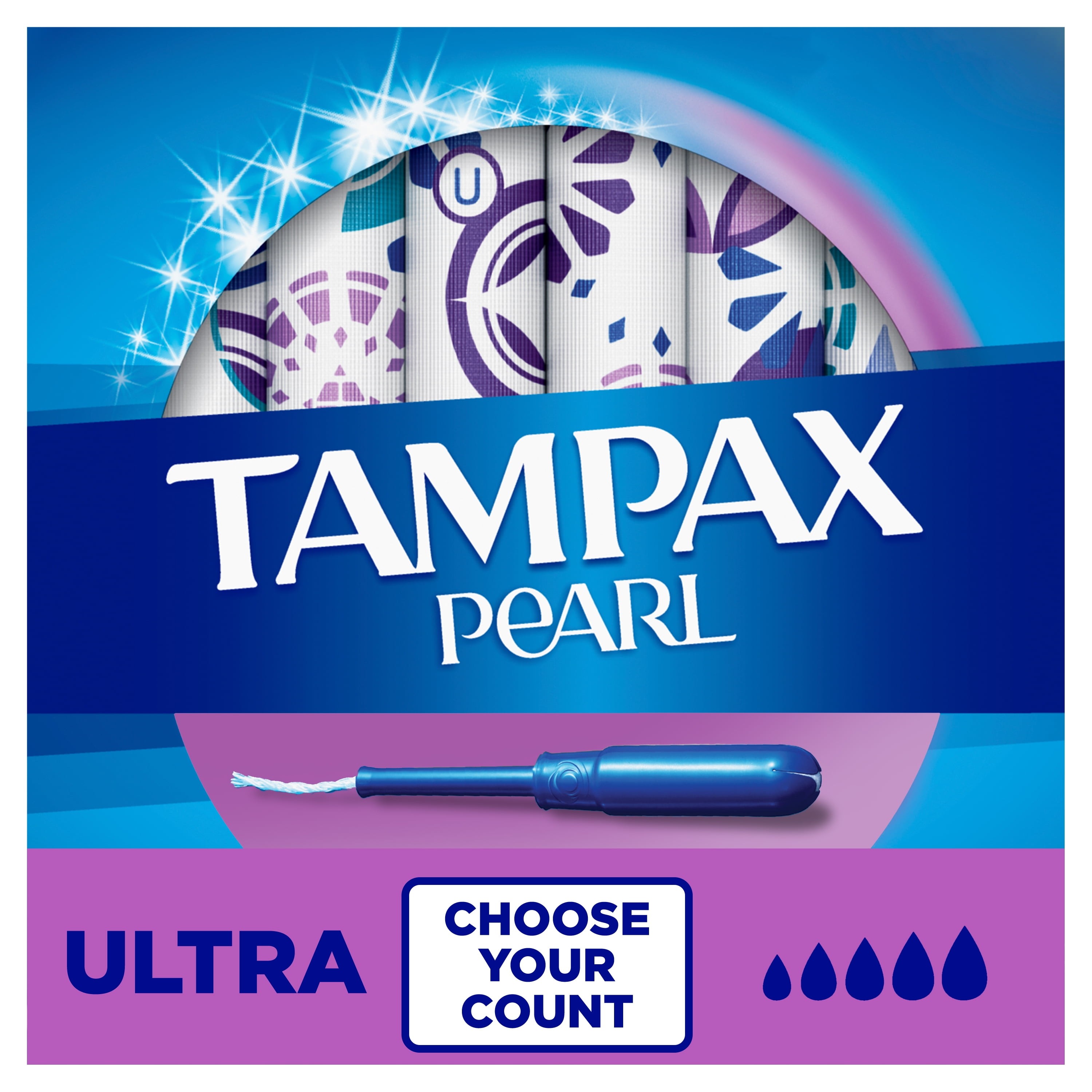 Tampax Pearl Tampons Ultra Absorbency with LeakGuard Braid, 45 Count ...