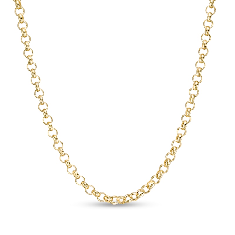 3.8mm Hollow Rolo Chain Necklace in 14K Gold - 20