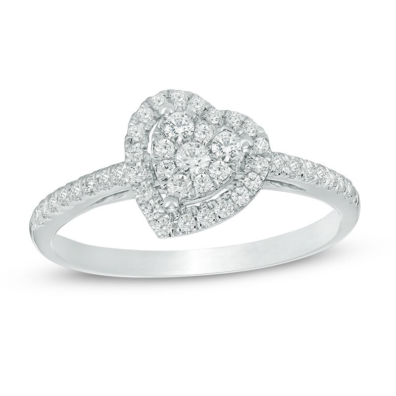 1/3 CT. T.w. Composite Diamond Tilted Heart Frame Ring in 10K White Gold: le migliori offerte e ...