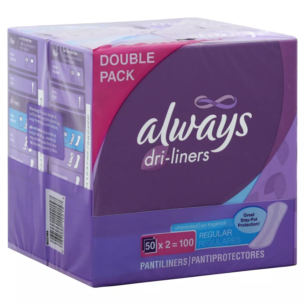 Always Dri-Liners 100-Count Regular Unscented Pantiliner Best Deals and ...